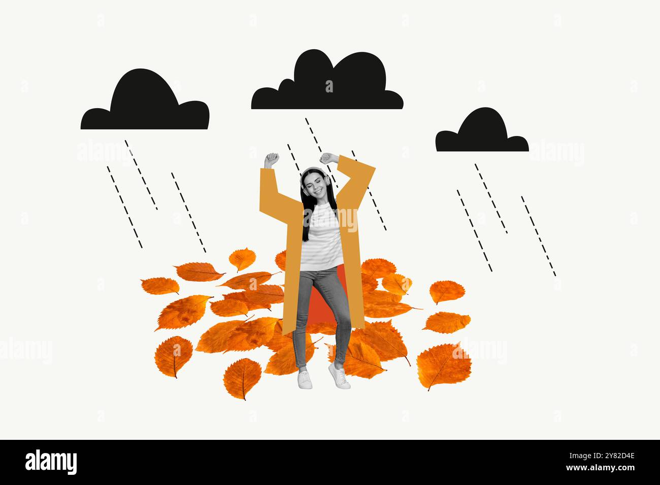 Trend artwork sketch image 3D photo collage of autumn season bad ...