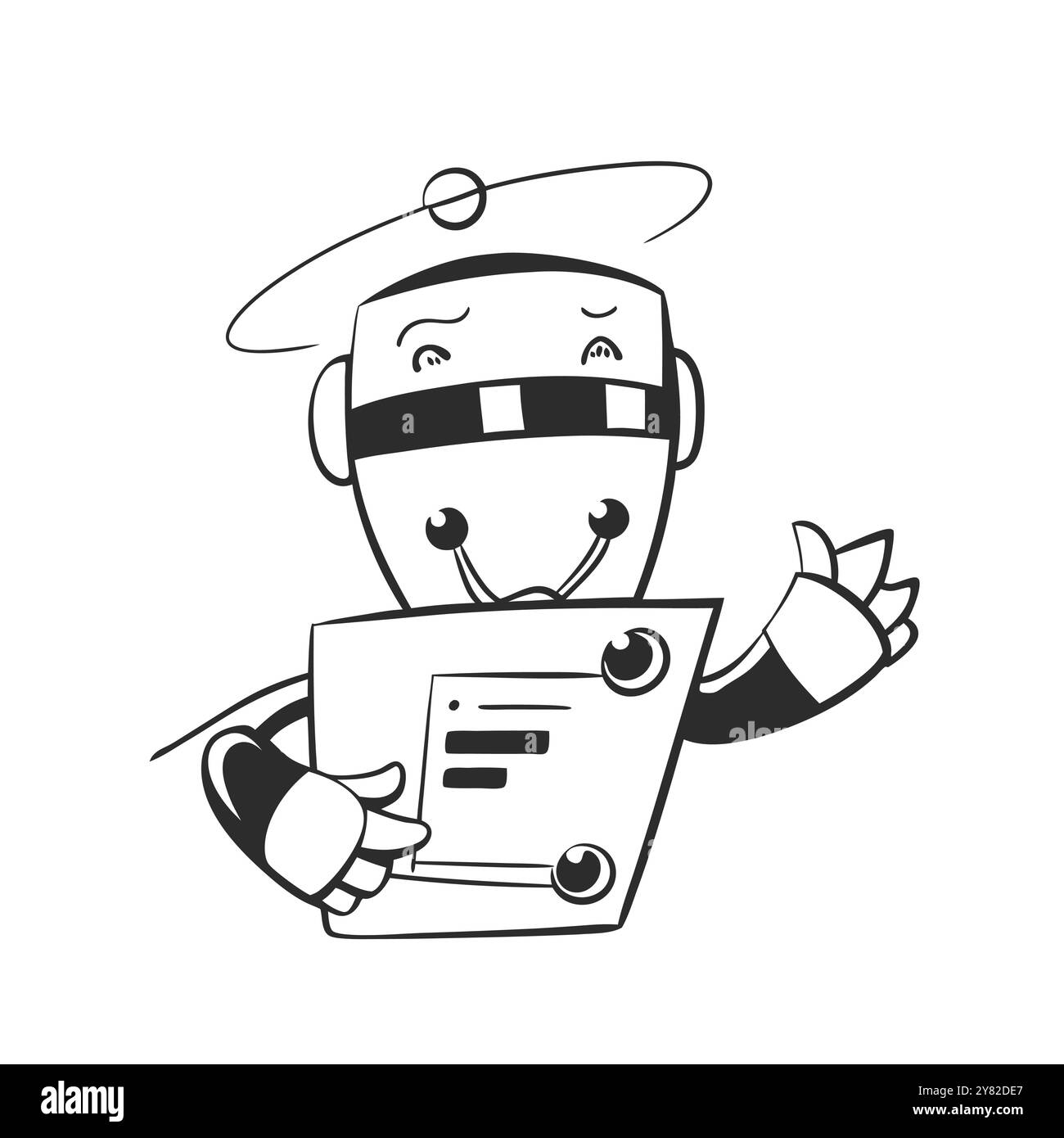 Cute cartoon robot holding a clipboard. perfect for representing AI ...