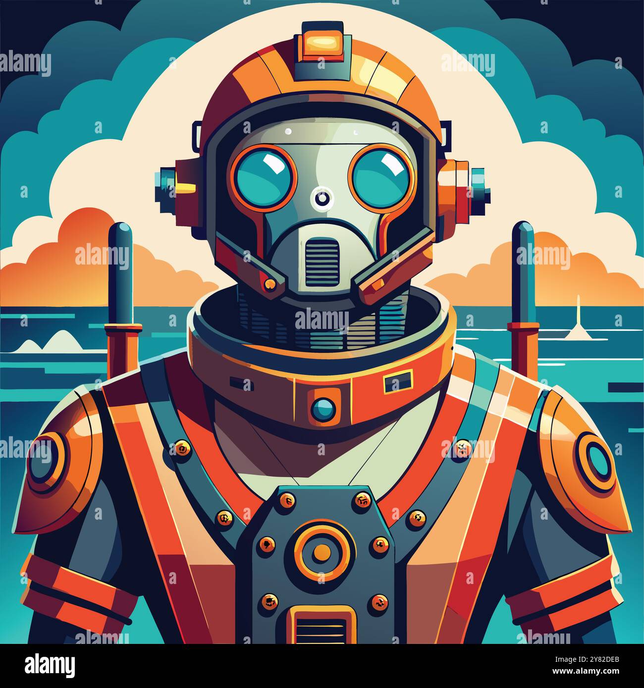 A futuristic illustration of a robotic figure with a sleek. stylized ...