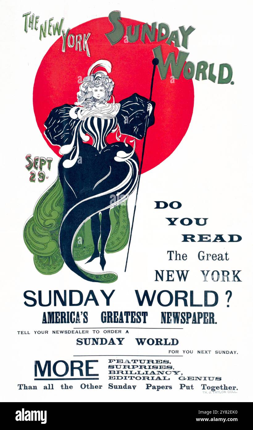 Advertisement poster for New York Sunday World poster - September 29 ...