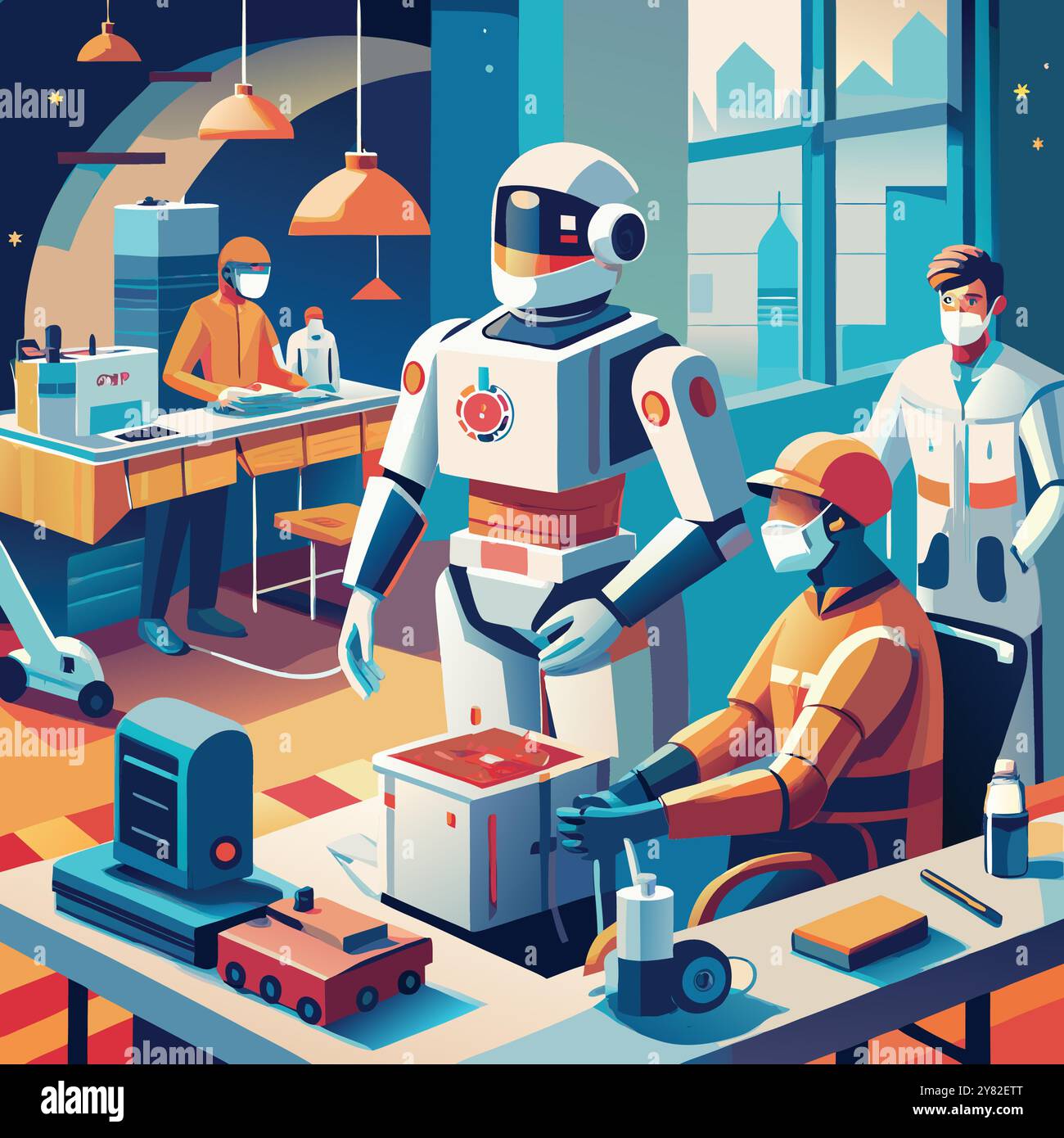 Futuristic office scene depicting human hi-res stock photography and images - Alamy