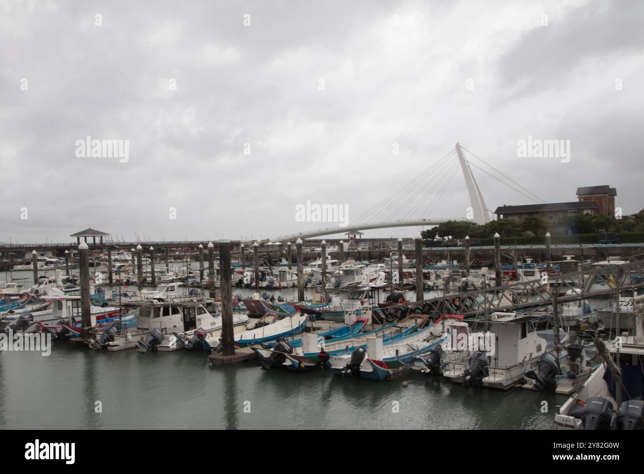 Tamsui fishing boats are docked to take shelter from strong winds as ...