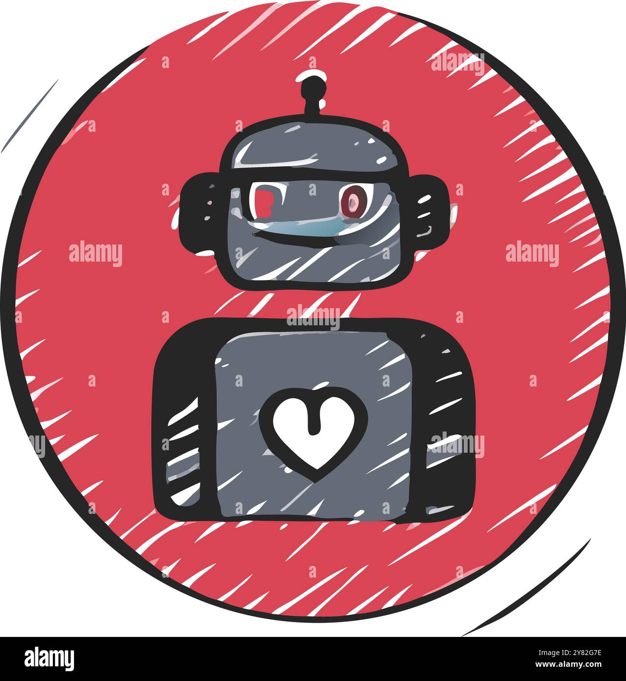 A friendly. cartoon robot with a heart in its chest. symbolizing AI ...