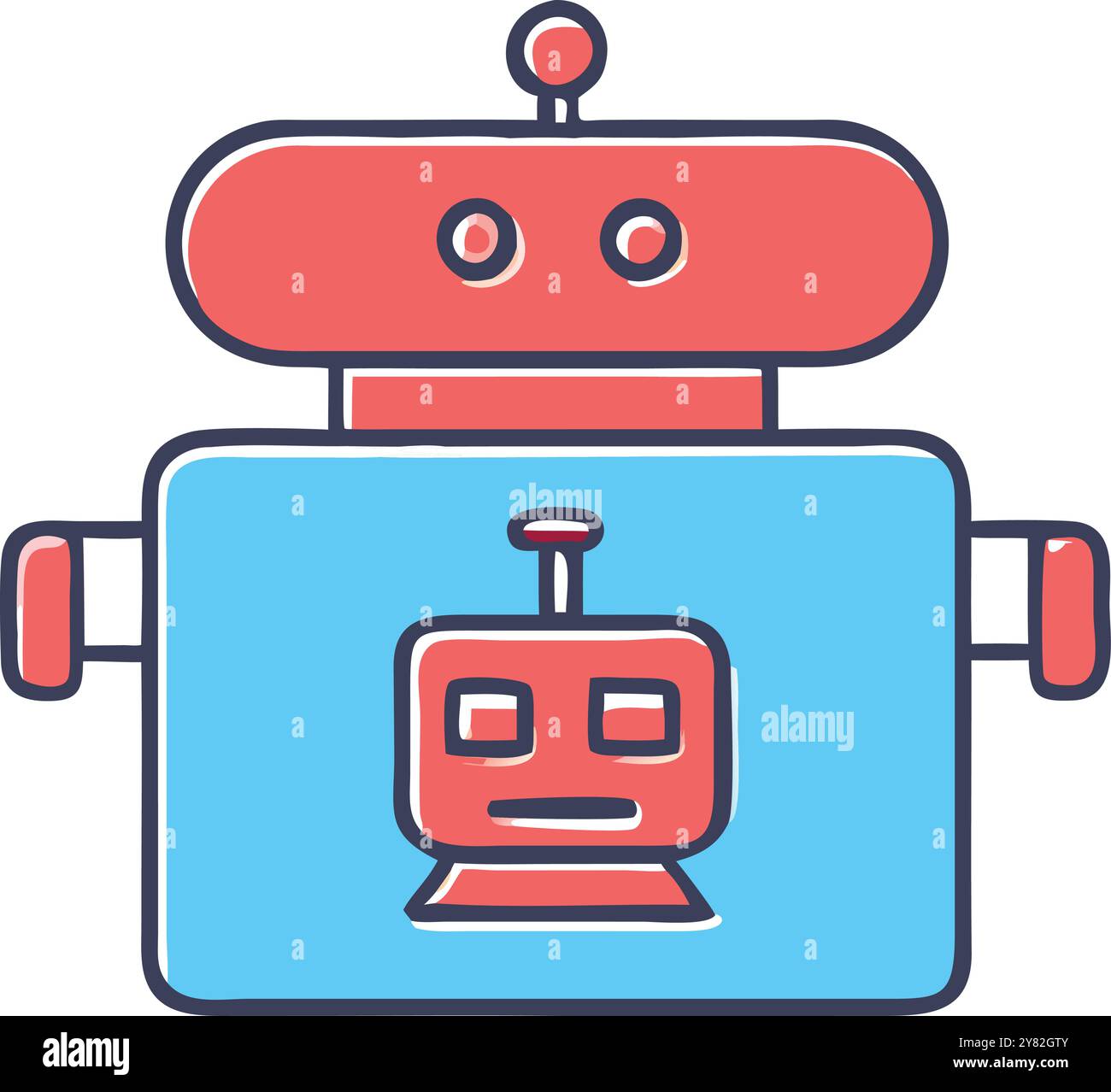 Cute and friendly cartoon robot illustration perfect for websites. apps ...