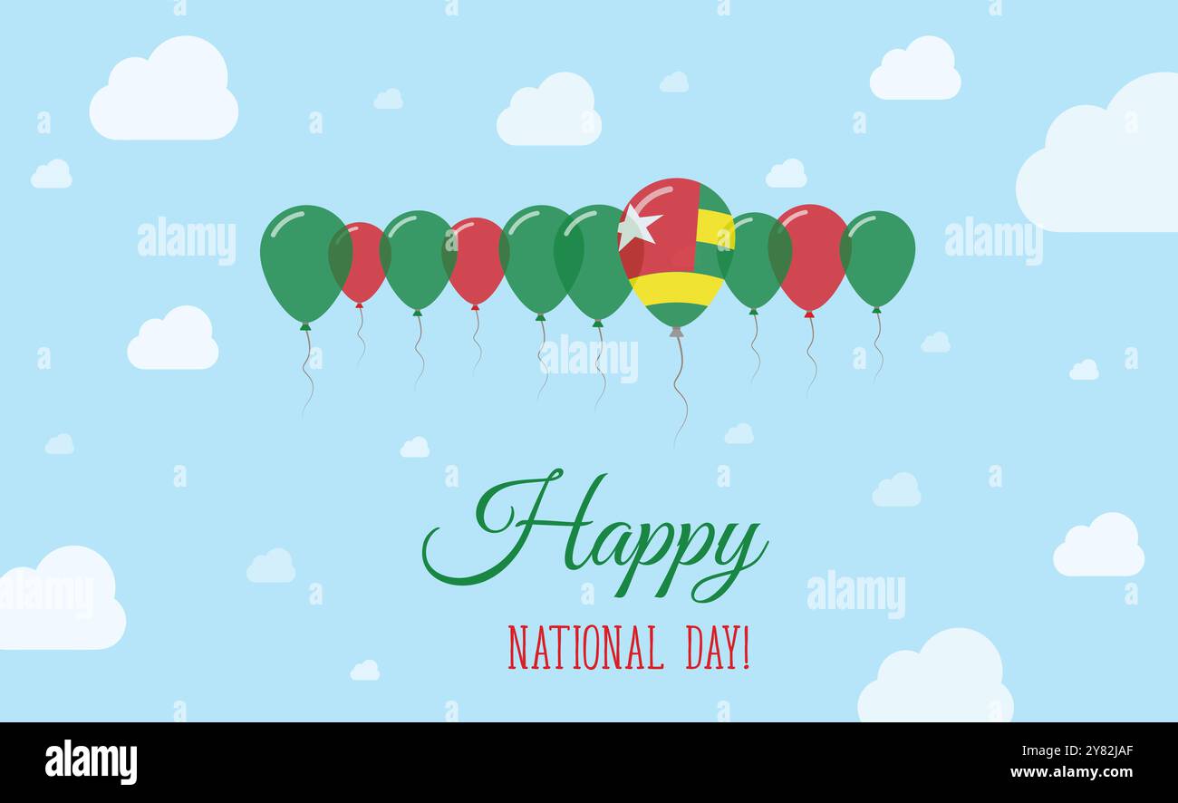 Togo Independence Day Sparkling Patriotic Poster. Row of Balloons in ...