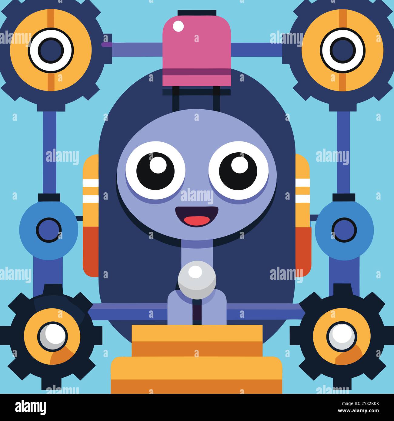 A friendly. cartoon AI robot with large eyes and a big smile ...