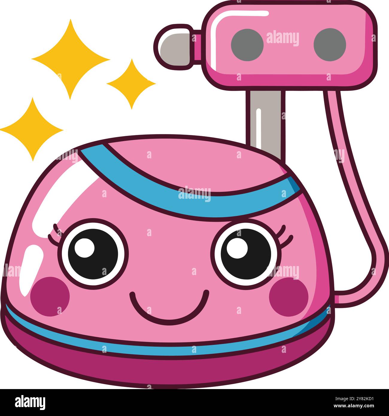 Cute pink robot with big eyes and a happy expression. Ideal for ...