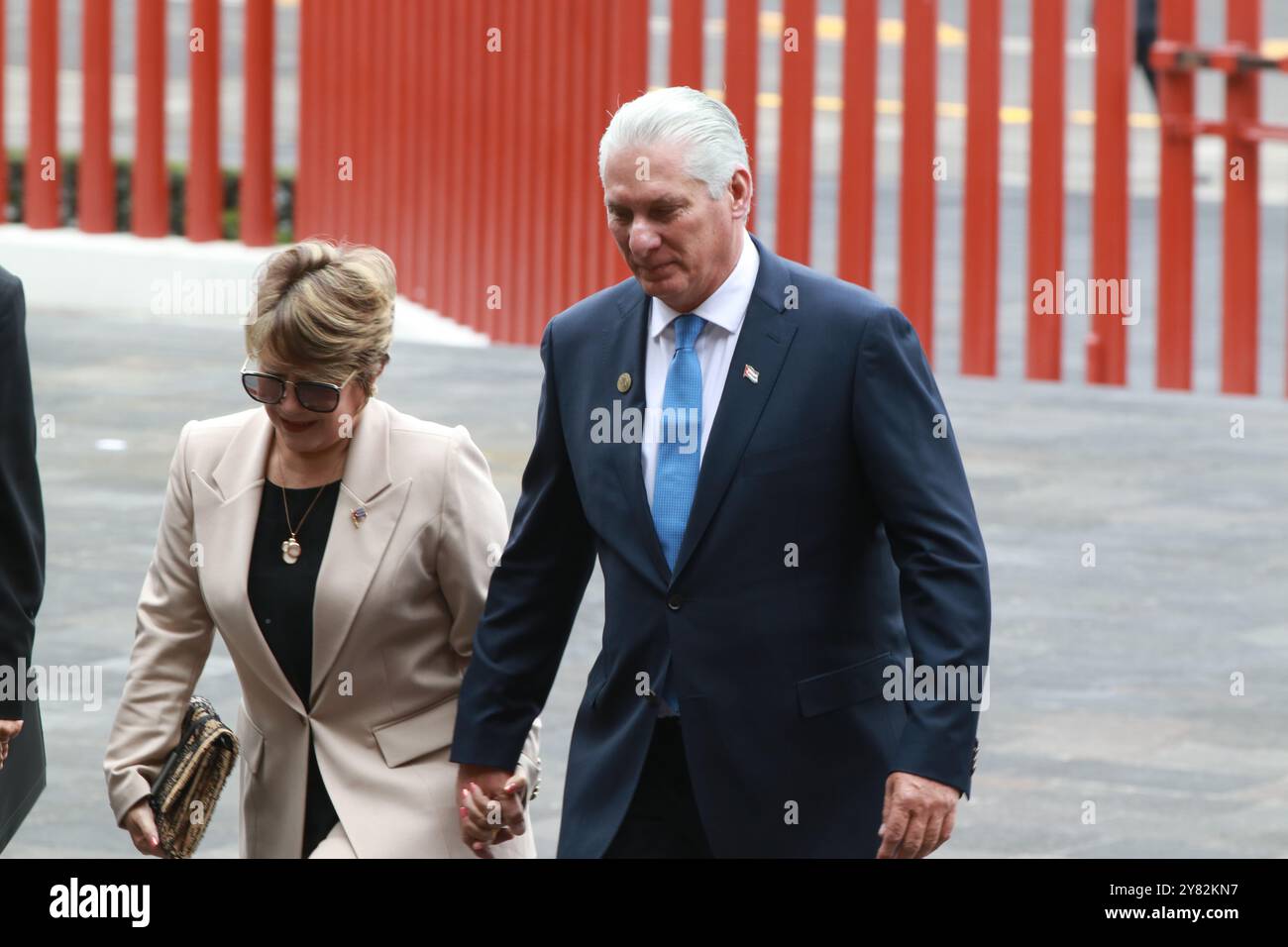 Miguel Díaz-Canel, President of Cuba arriving the inauguration ceremony ...