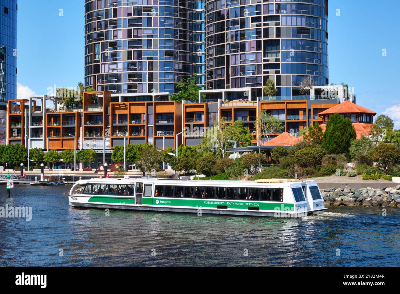 The Transperth ferry named Tricia entering Elizabeth Quay with The ...