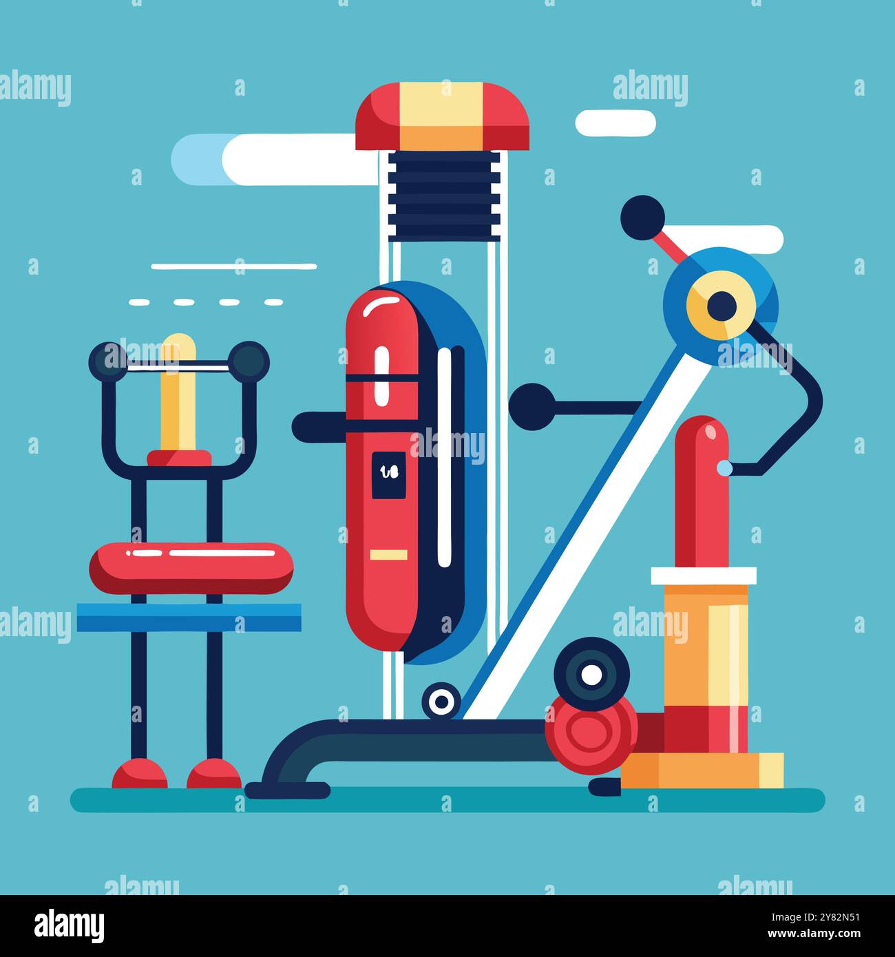 A flat style illustration of a multi station gym machine. perfect for ...