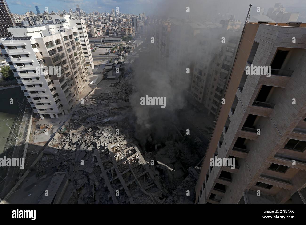 Beirut, Lebanon. 2nd Oct, 2024. This photo shows a scene after Israeli ...