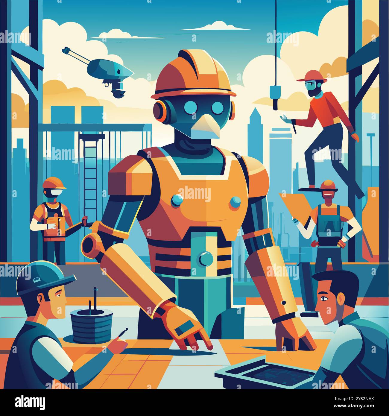 Construction industrial site futuristic Stock Vector Images - Alamy