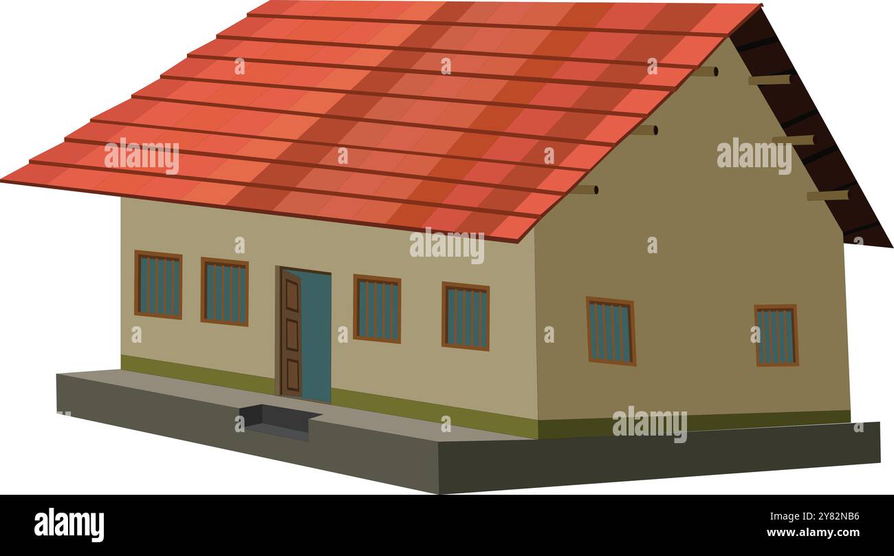 Indian village hut isolated on white background vector illustration ...