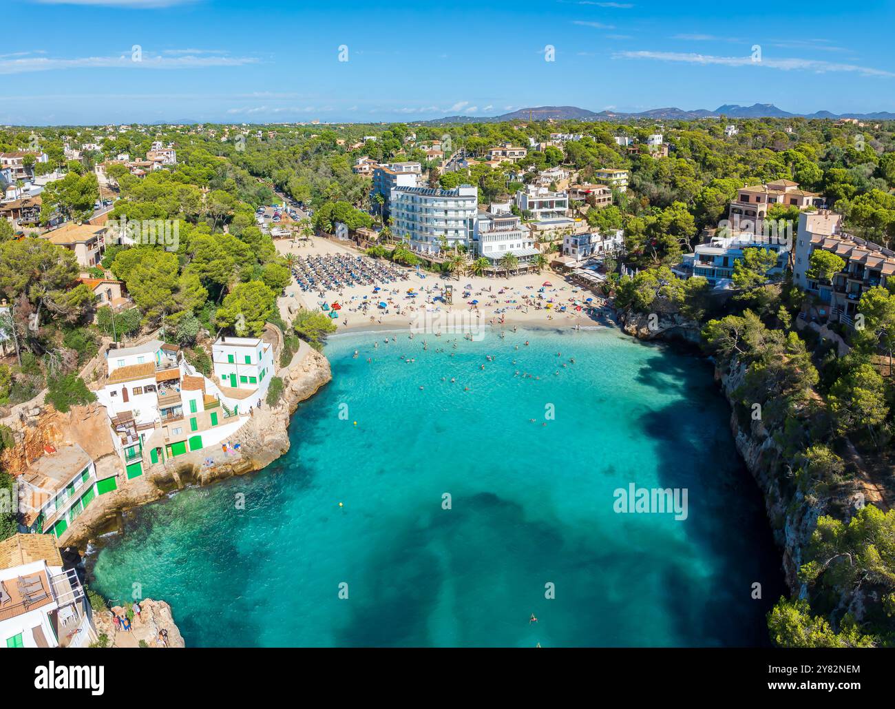 Landscape with Cala Santanyí, a picturesque beach cove in Mallorca ...