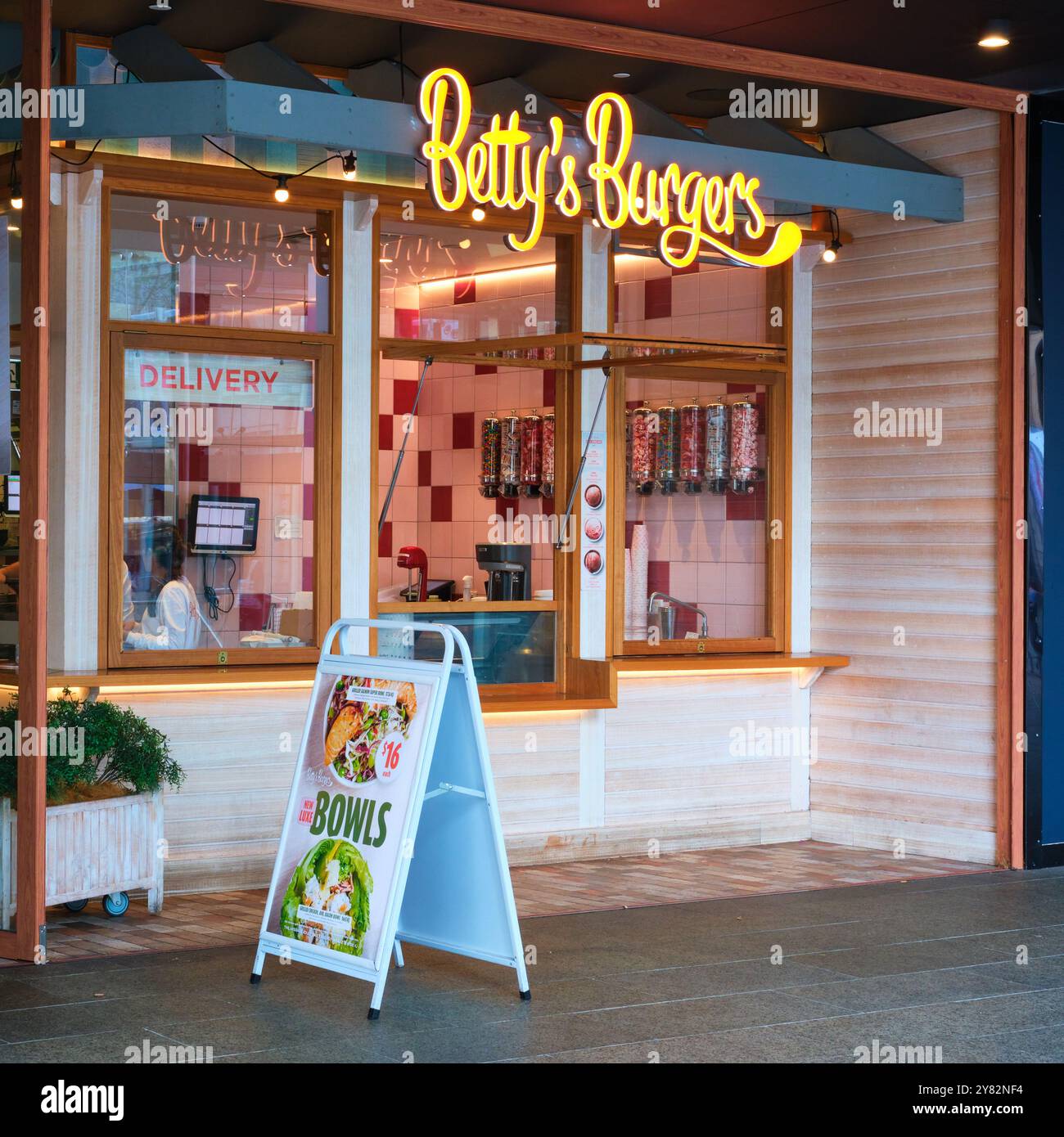 Betty's Burgers storefront selling burgers, bowls, drinks and ...