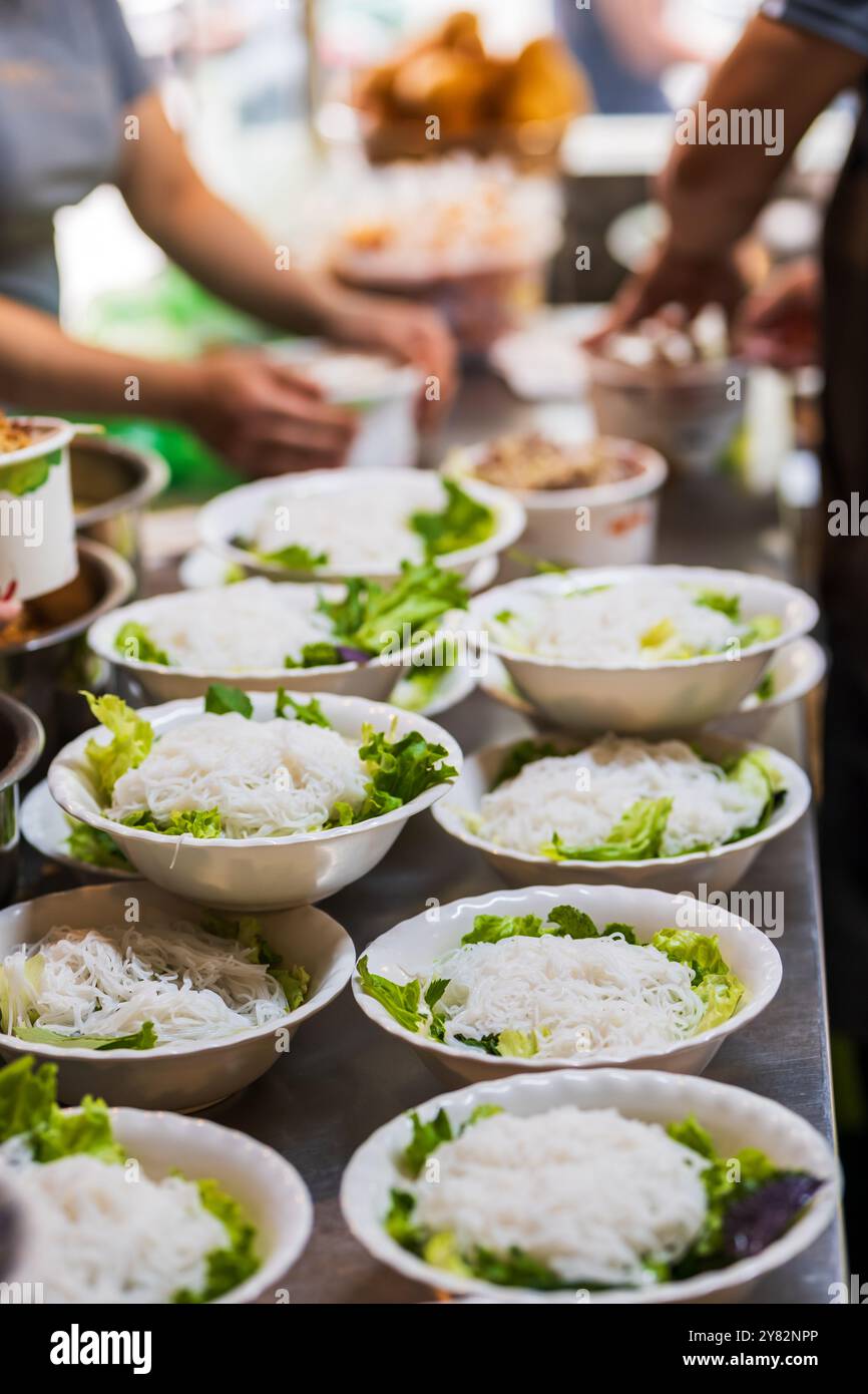 Bum Bo Nam Bo, a traditional Vietnamese noodle dish at street food ...