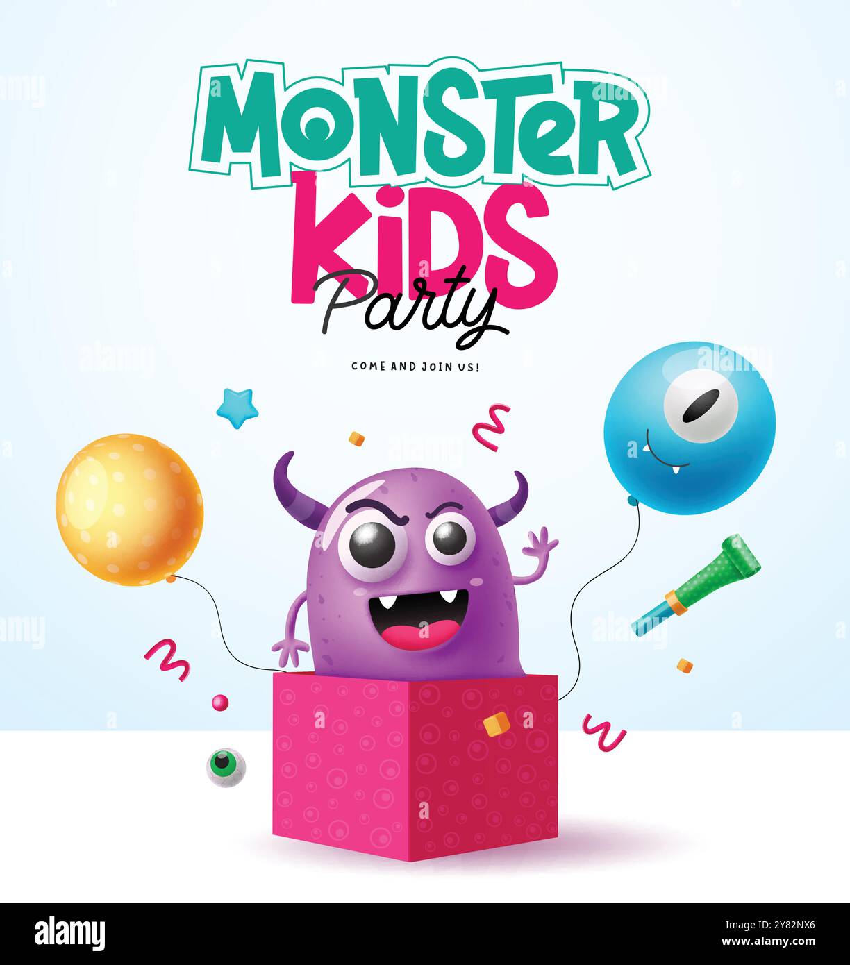 Halloween monster kids party vector card design. Halloween monster ...