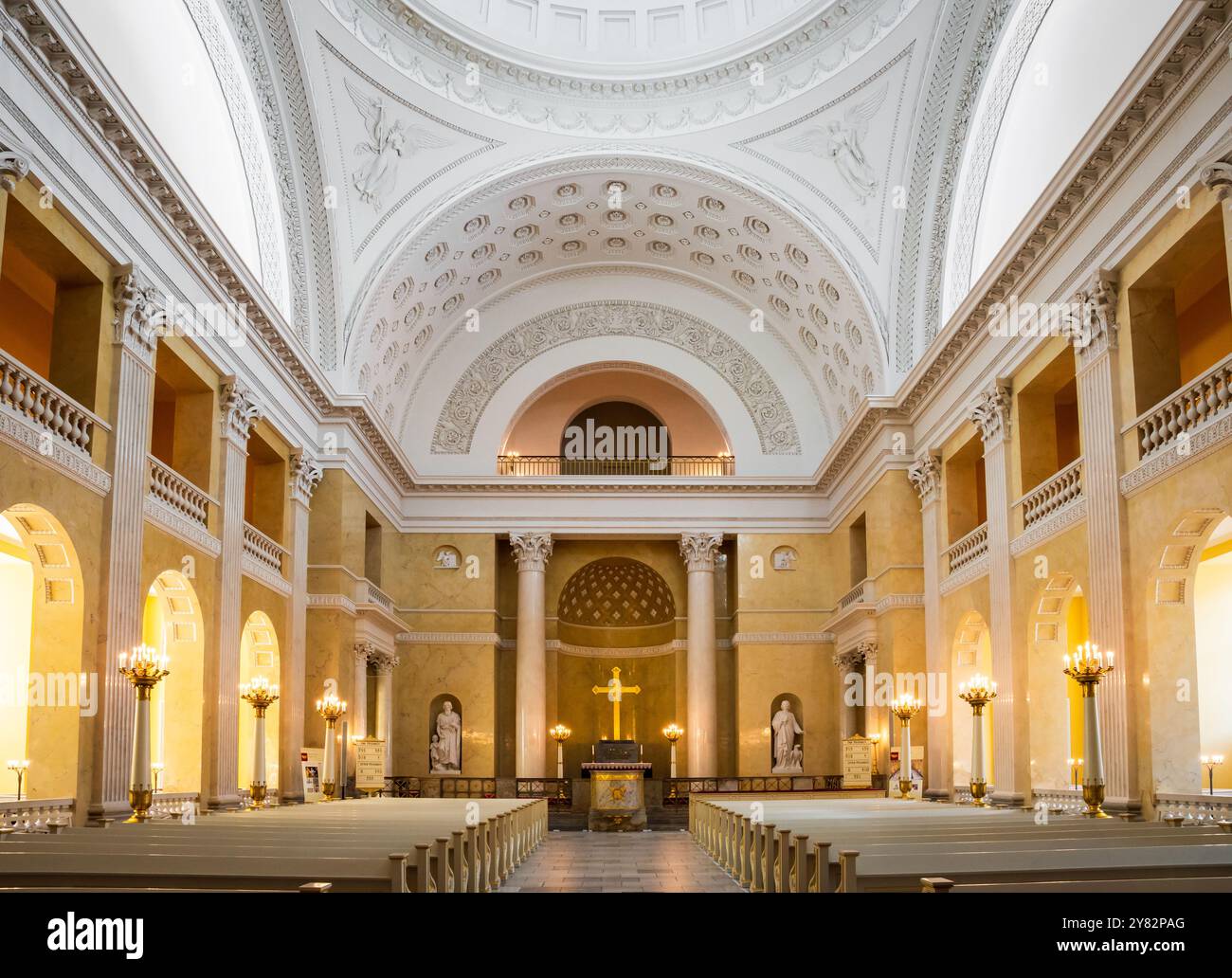 Interior of the nave of Christiansborg Palace Chapel in a neo-classical ...