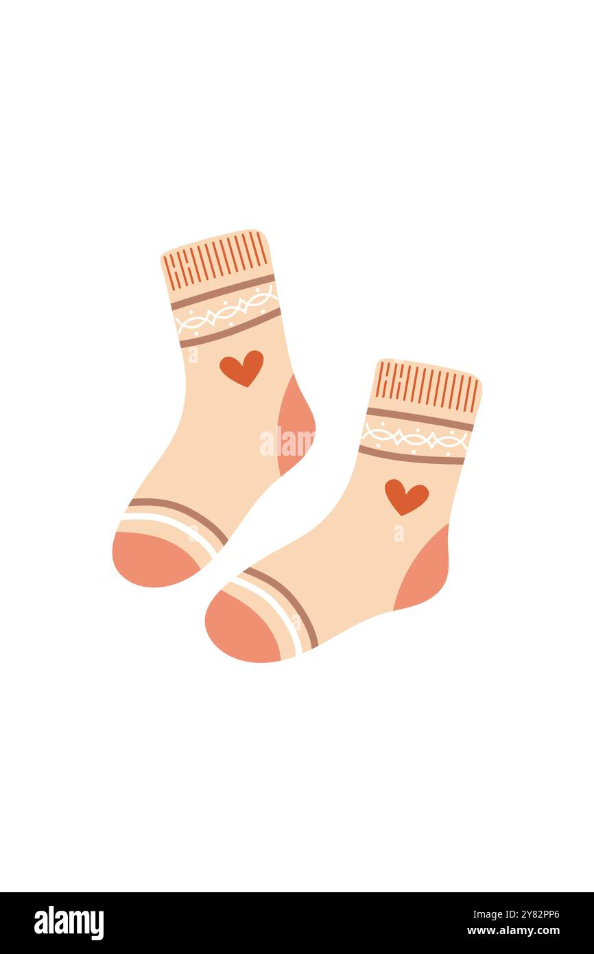 Cute pink socks illustration on white background. Vector isolated Stock ...