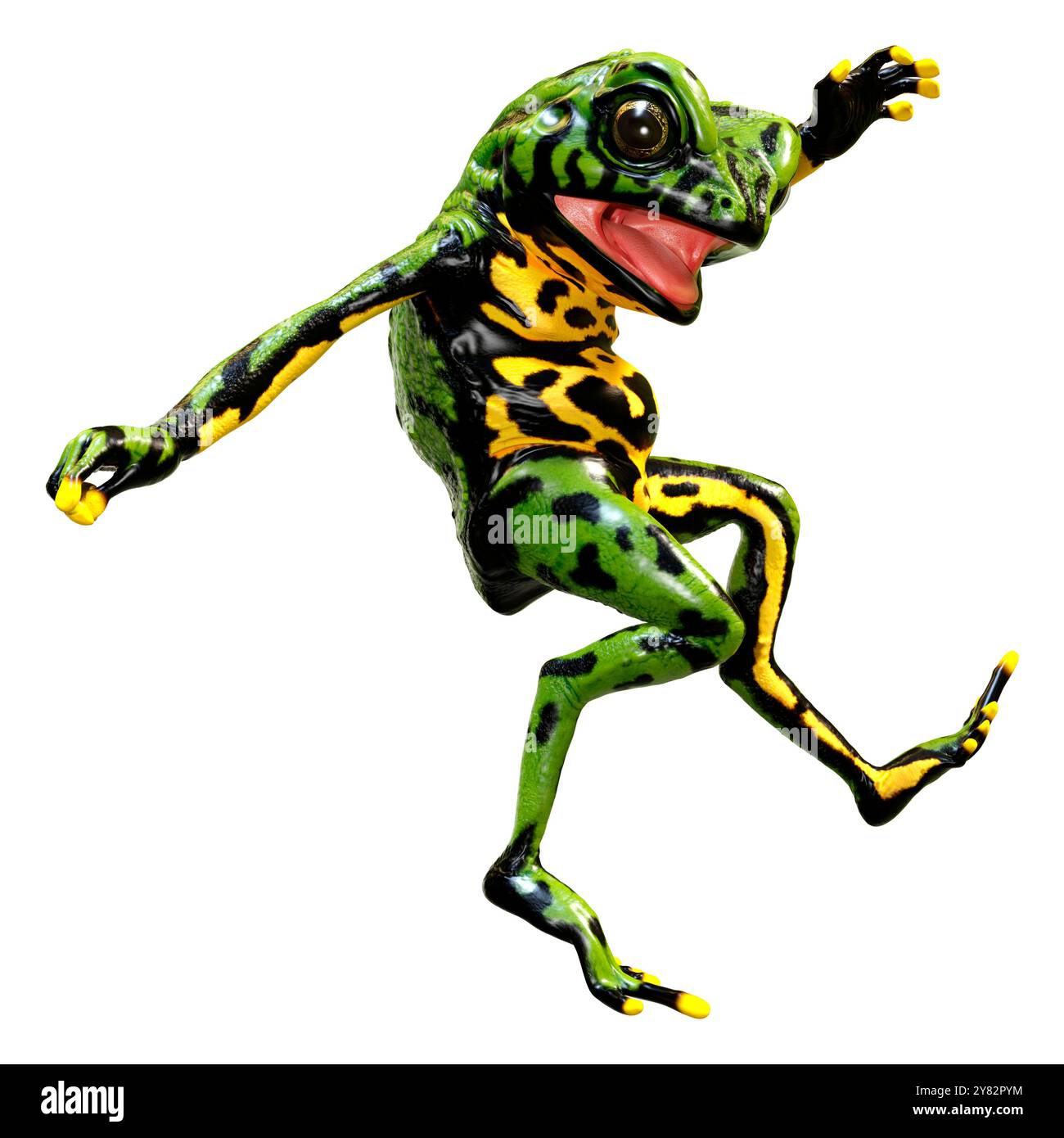 3D rendering of a cartoon oriental fire bellied toad or Bombina ...