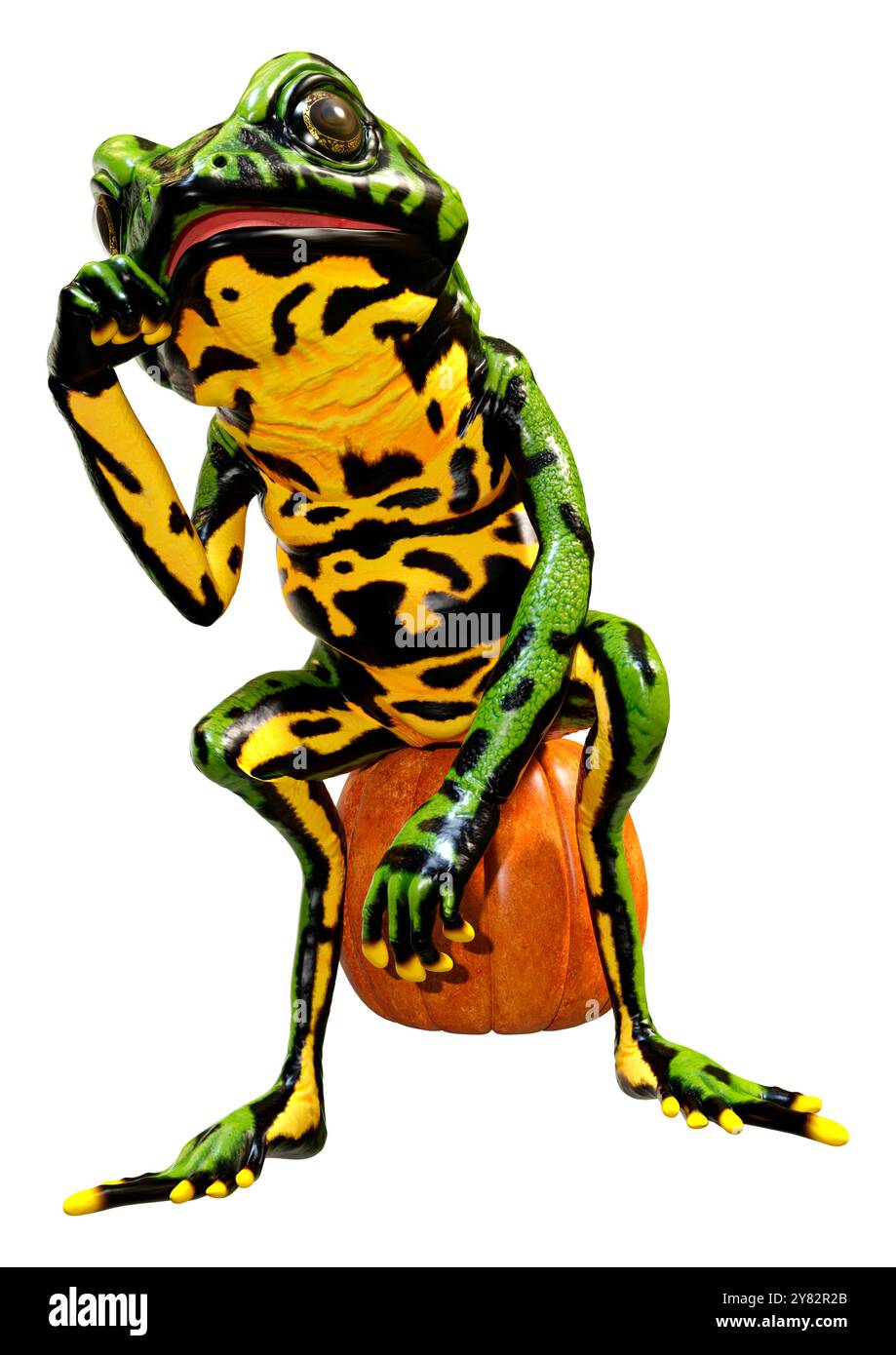 3D rendering of a cartoon oriental fire bellied toad or Bombina ...