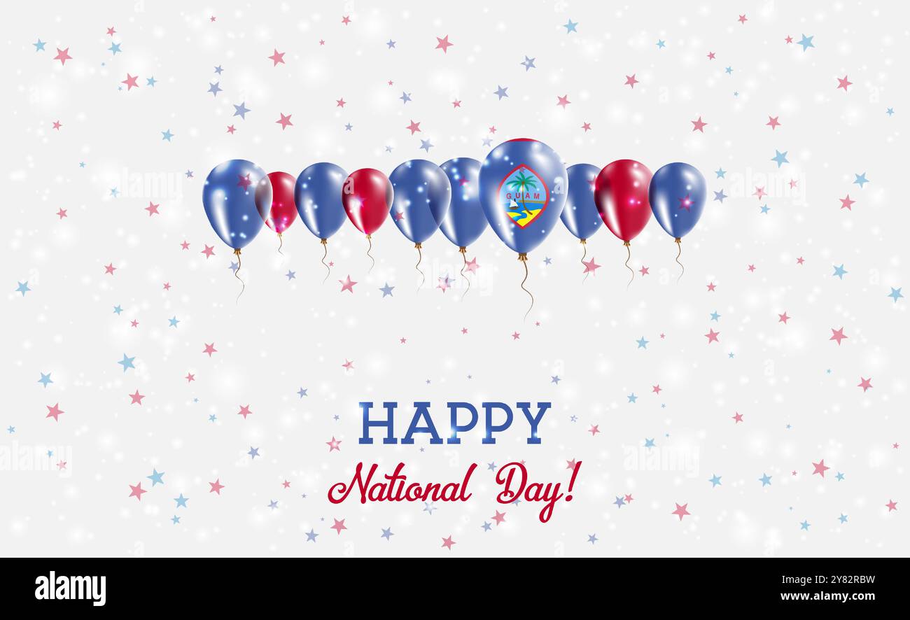Guam Independence Day Sparkling Patriotic Poster. Row of Balloons in ...