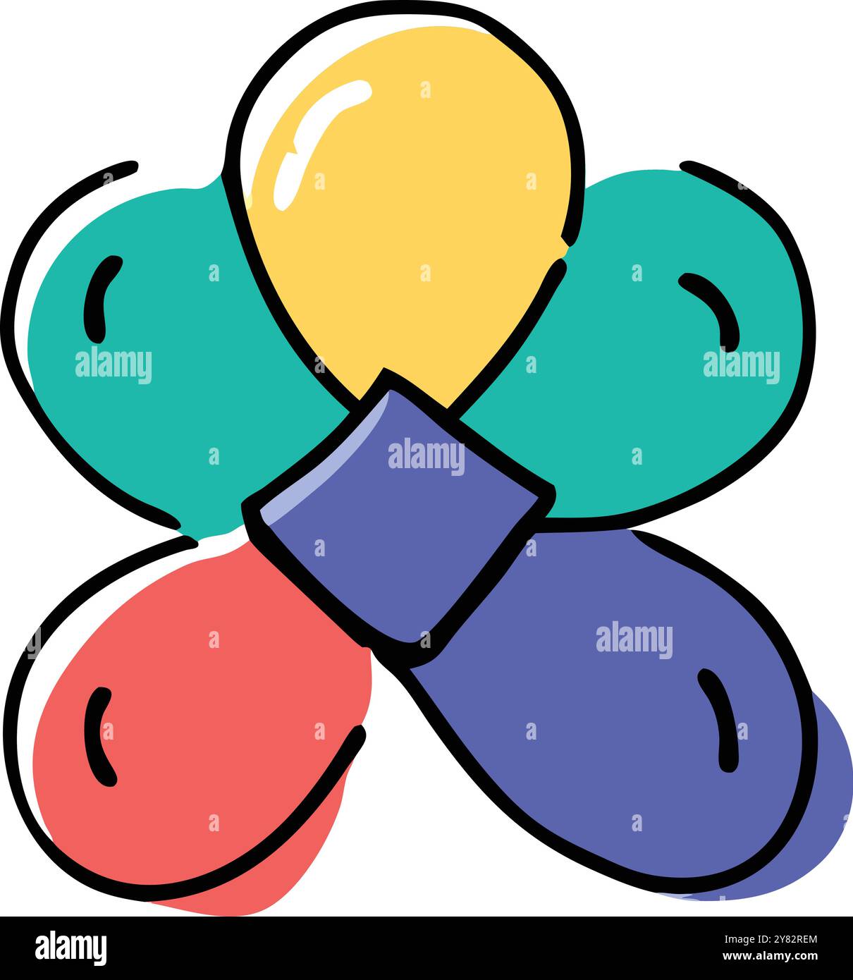 A cheerful and abstract flower icon with four colorful petals. perfect ...