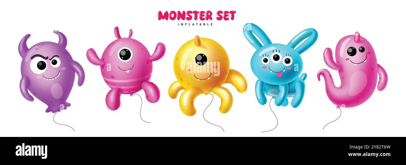 Monsters balloons characters vector set design. Halloween monsters ...