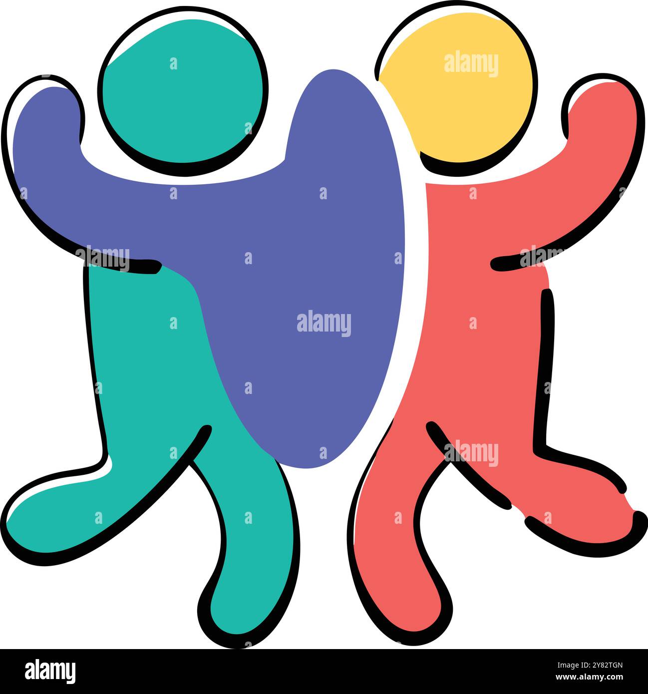 A simple and playful illustration of two stick figures. one green and ...