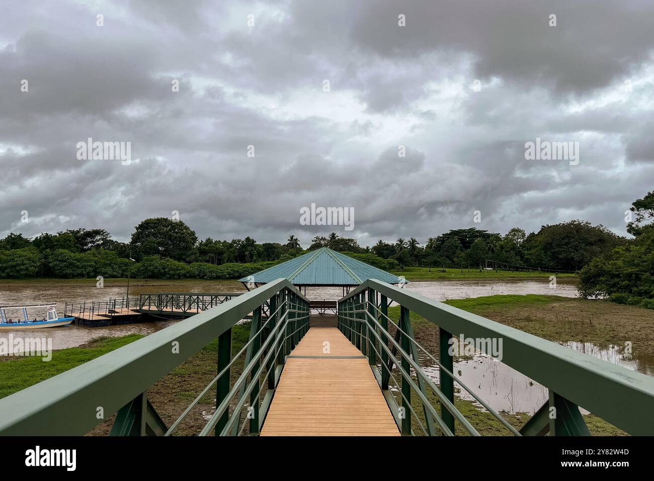 A dock on the Frío River at Caño Negro Wildlife Refuge, Costa Rica ...