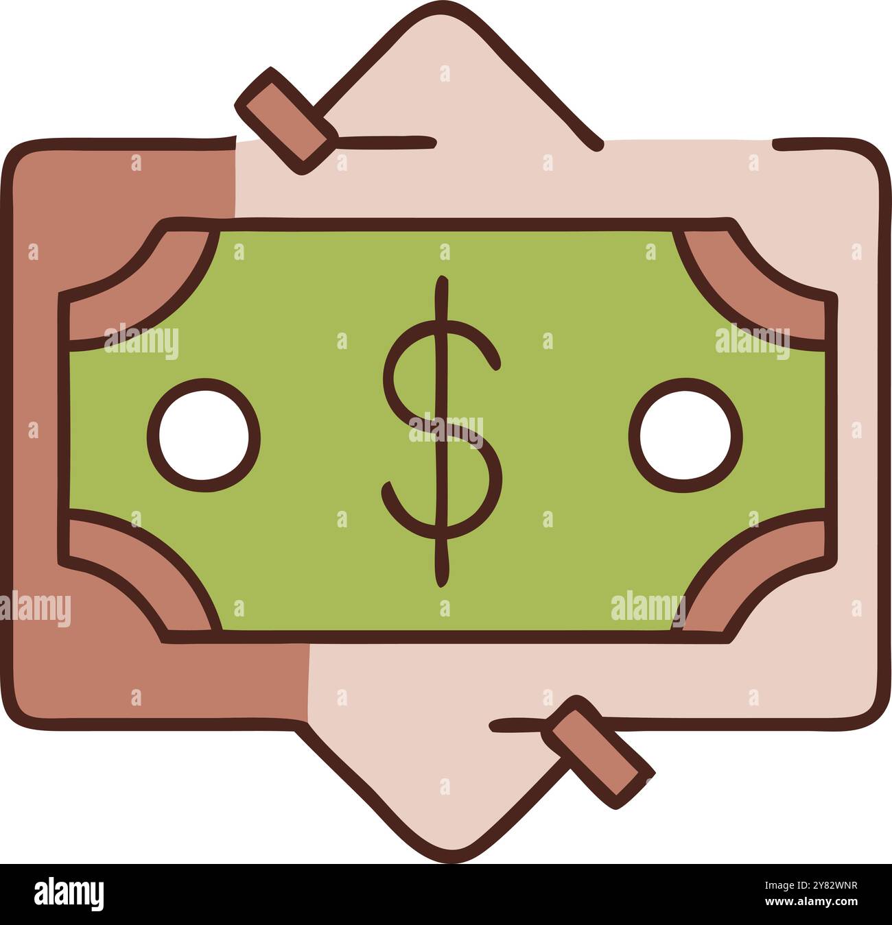 A stylized illustration of a dollar bill with the edges folded in ...