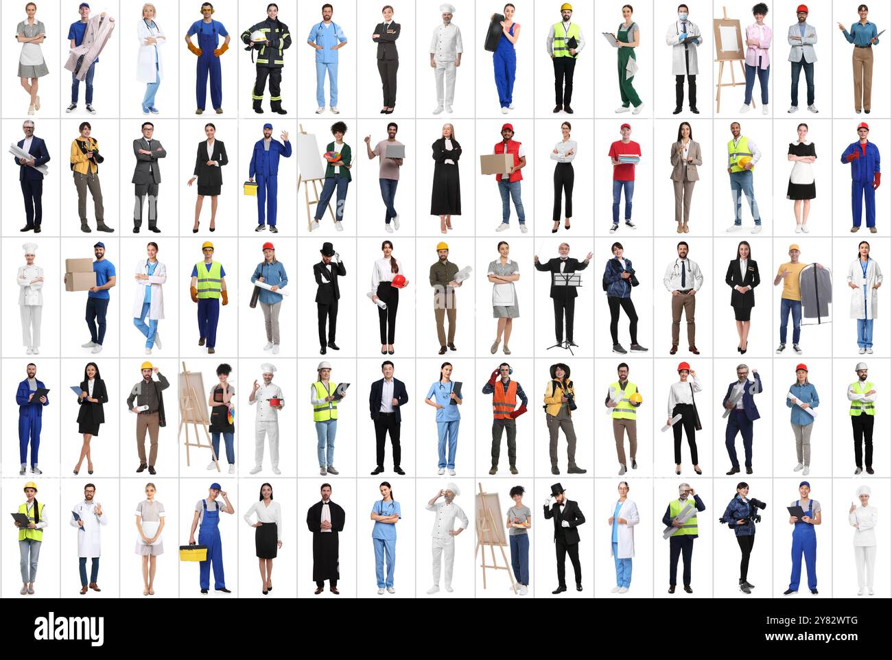 People of different professions on white background, collage Stock ...