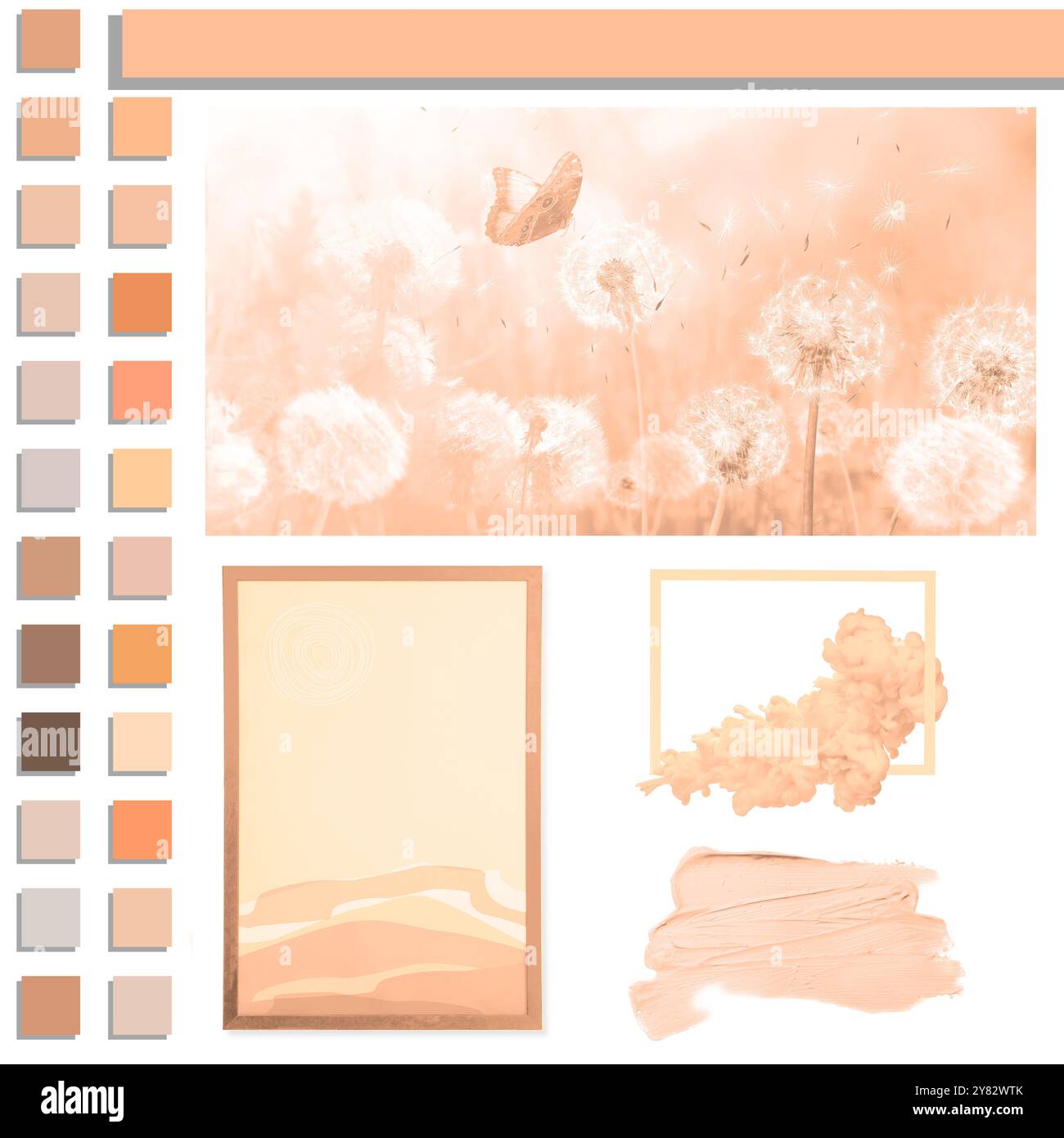 Peach fuzz color themed collage on white background Stock Photo - Alamy