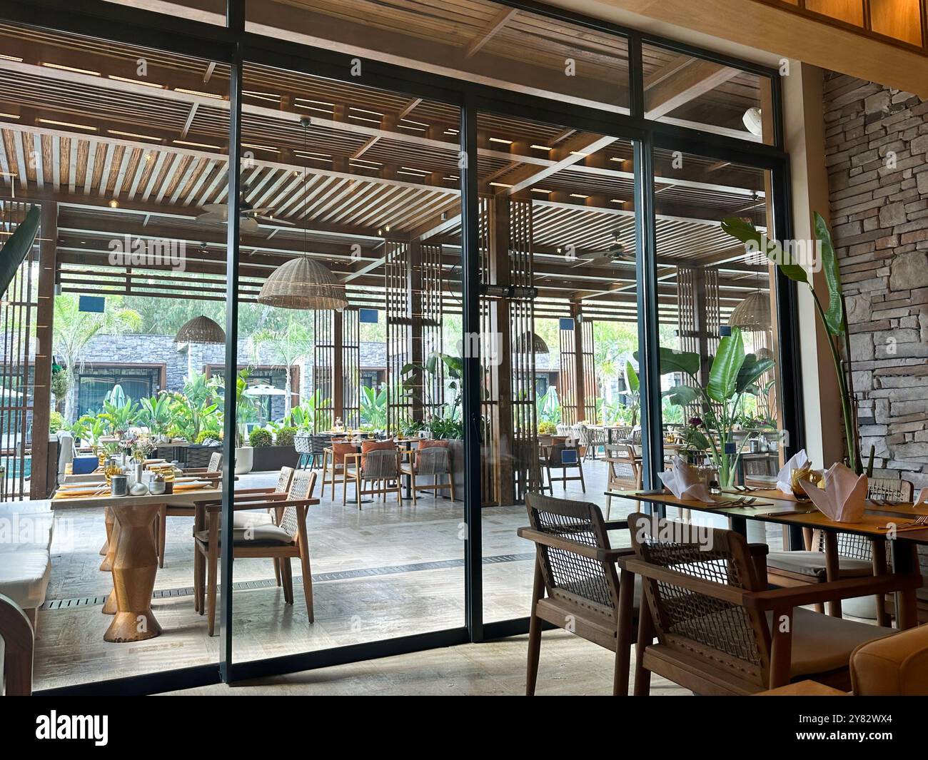 Cozy cafeteria with stylish furniture. Interior design Stock Photo - Alamy