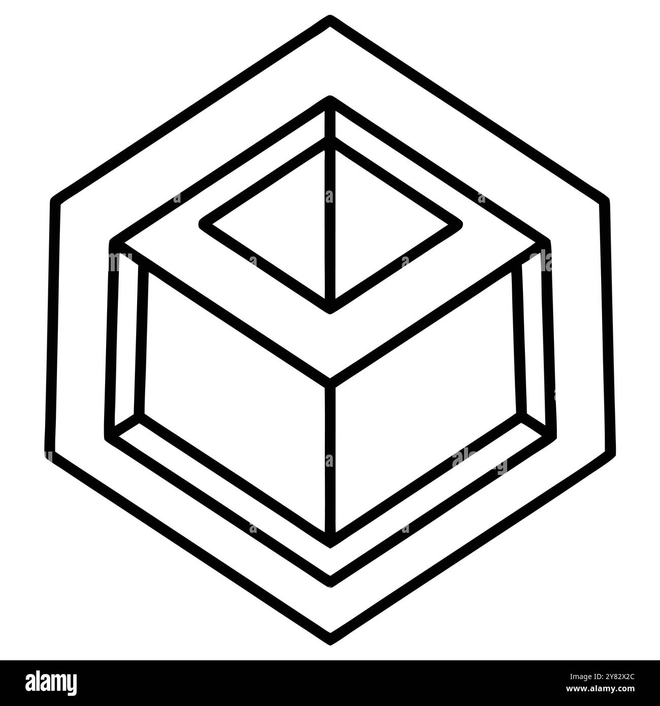 A simple. geometric design featuring a cube within a hexagon. Perfect ...