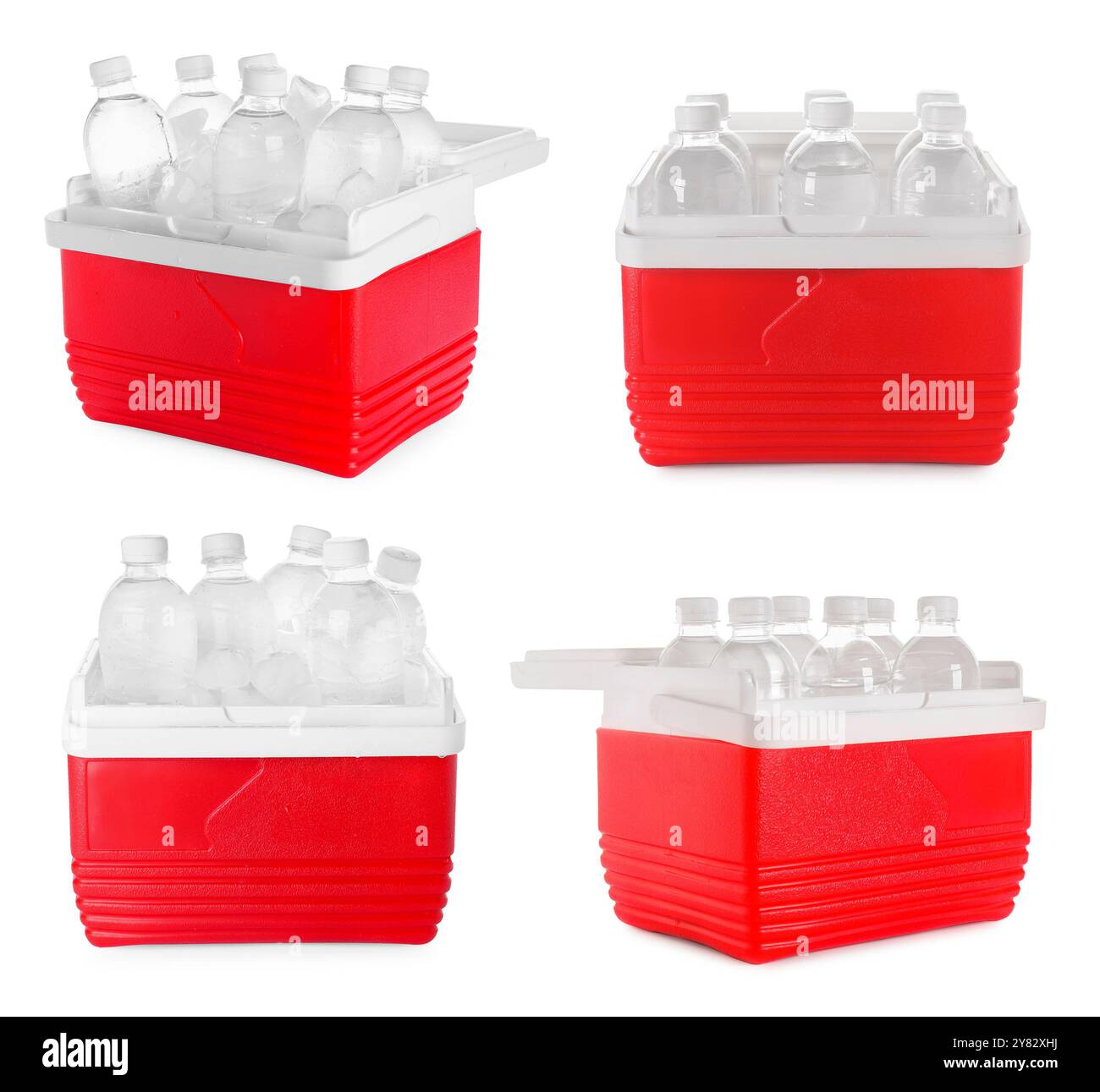 Cool box with bottles of water isolated on white, set Stock Photo - Alamy