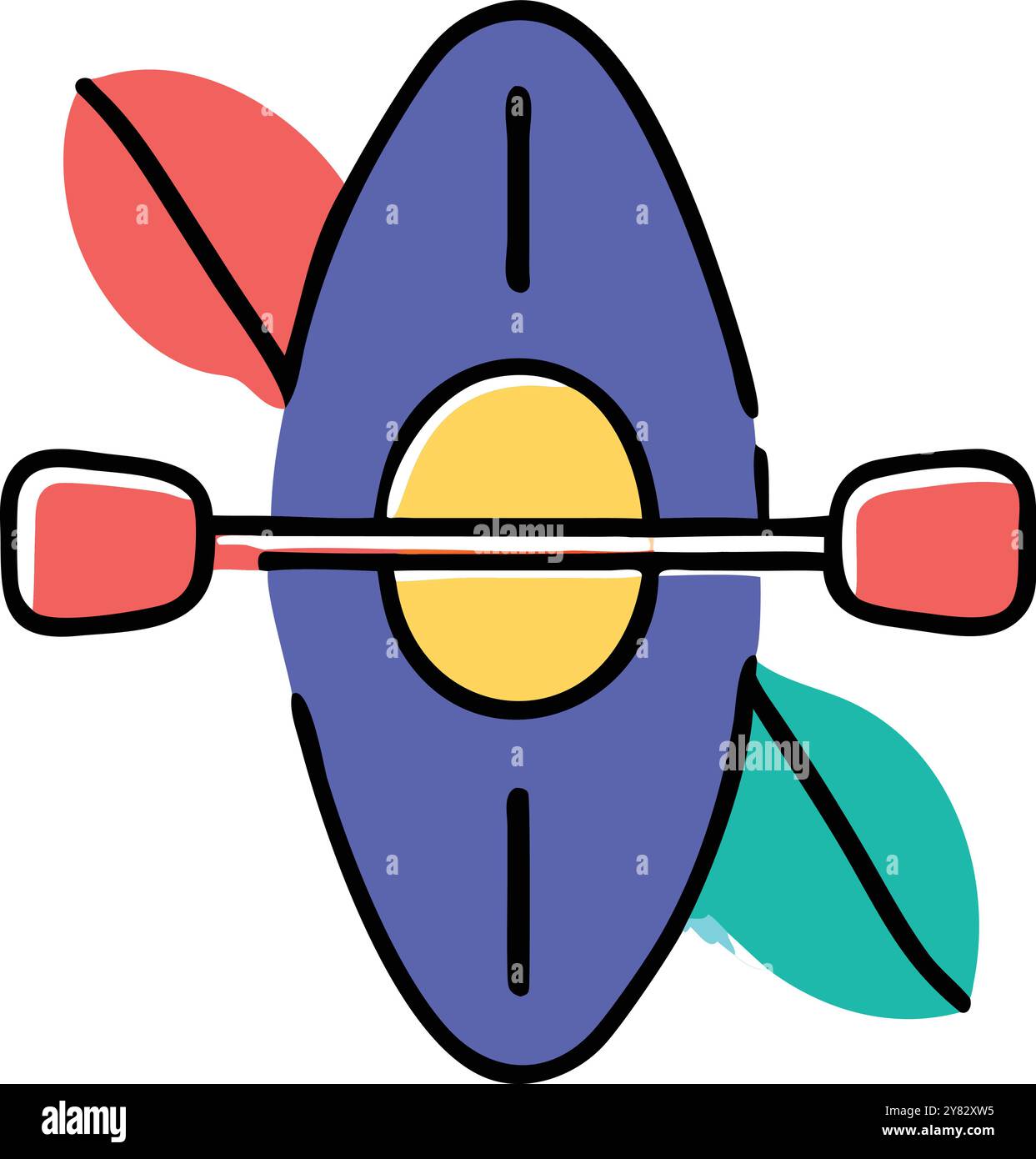 A simple. colorful illustration of a kayak with paddles. Perfect for ...