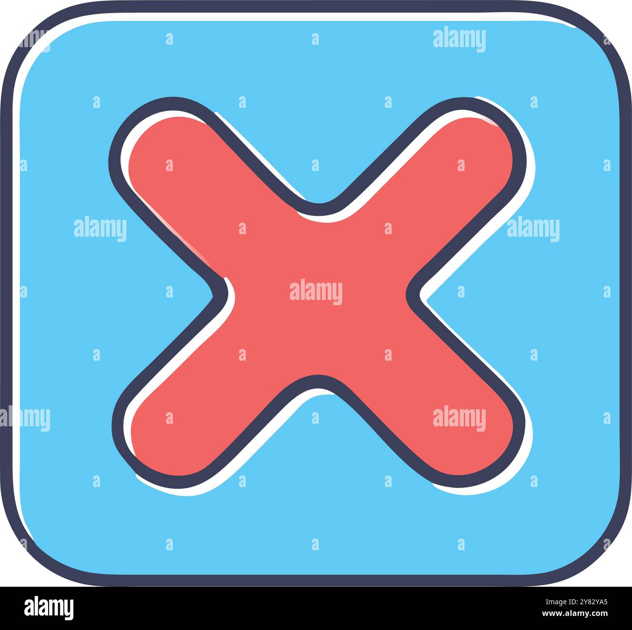 Simple and modern icon featuring a red cross inside a blue square ...