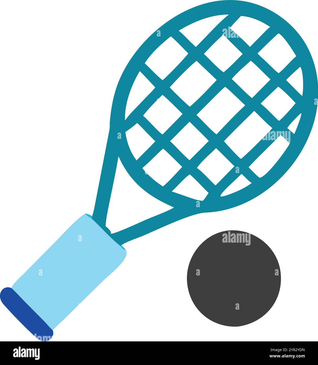 Simple and colorful illustration of a tennis racket and ball. Perfect ...
