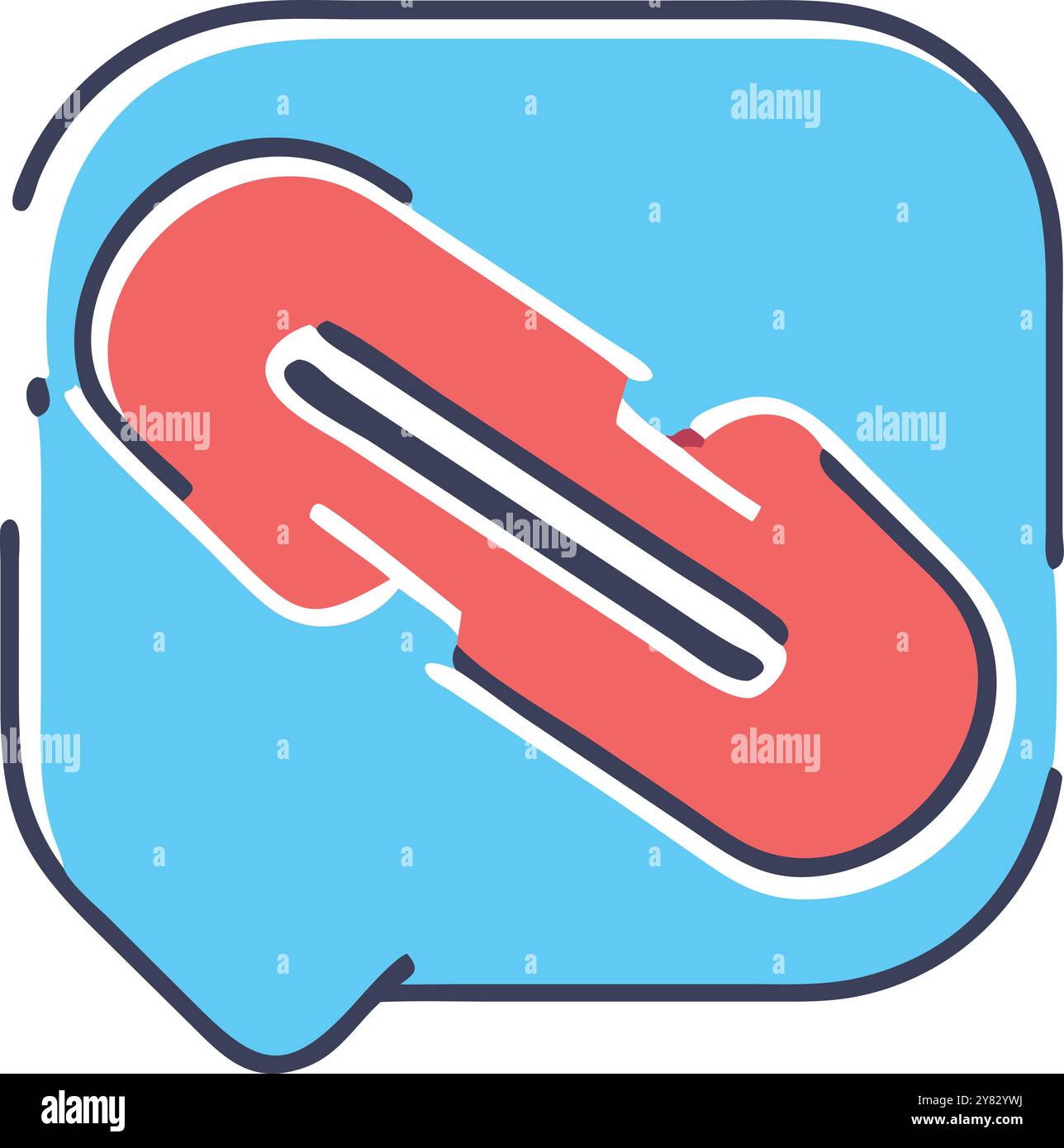 A simple and modern icon depicting a red chain link within a blue ...