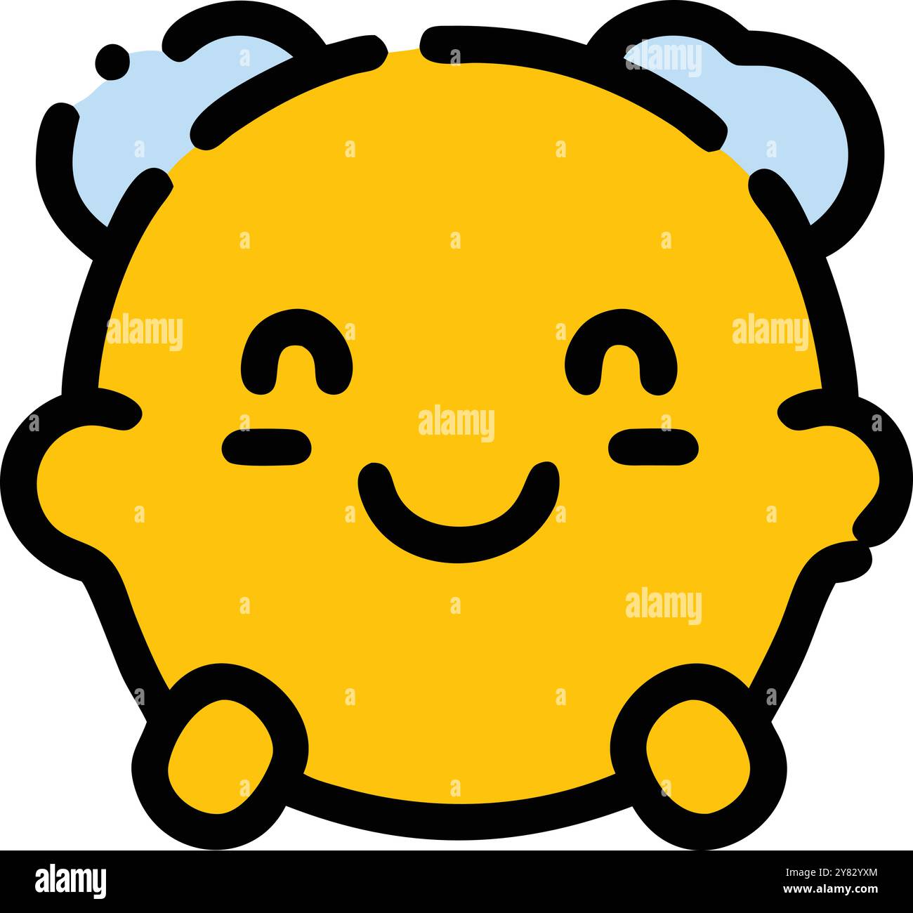 A cheerful. cartoon style yellow character with a big smile and cloud ...