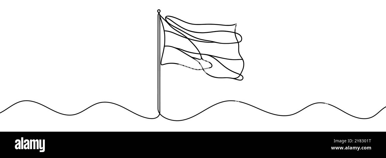 Continuous line drawing of flag. Single line drawing of a silhouette of ...