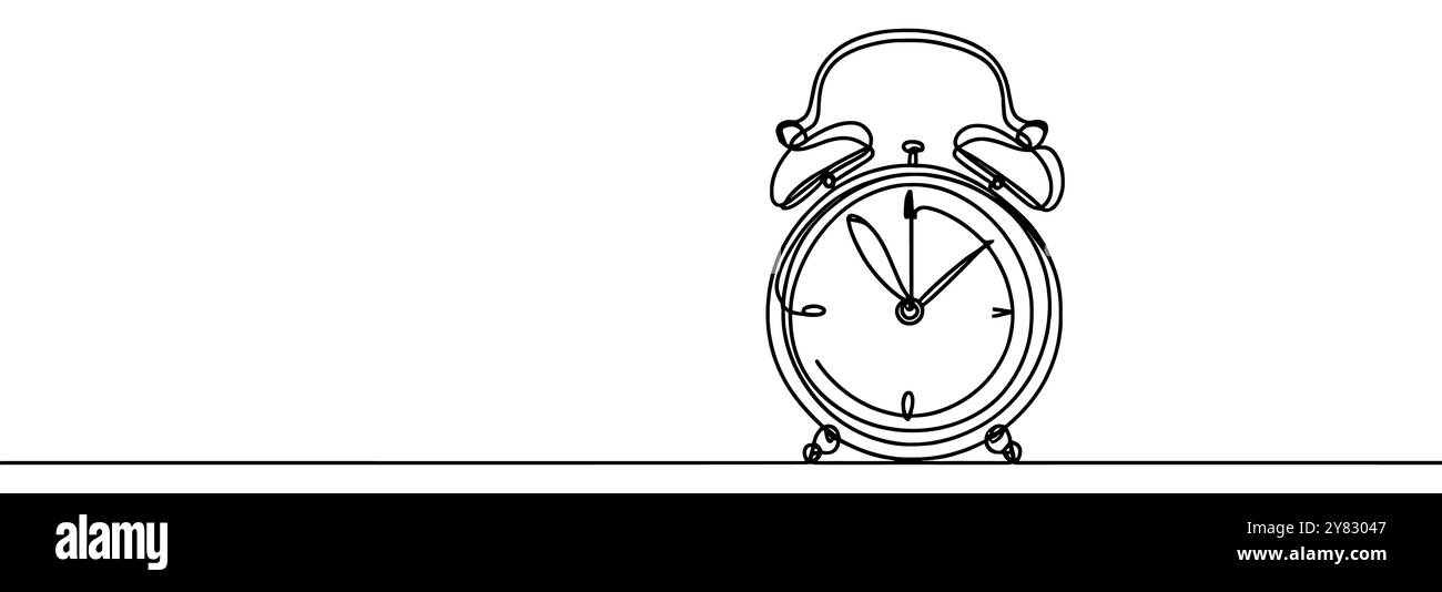 Continuous one line drawing of clock. Clock linear icon. One line ...