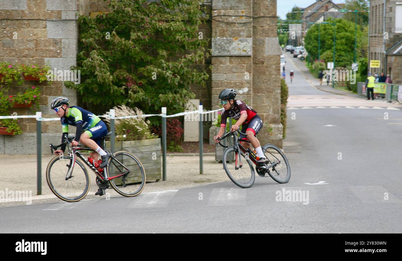 A view of the bike race at Mantilly, in Normandie, North West France ...