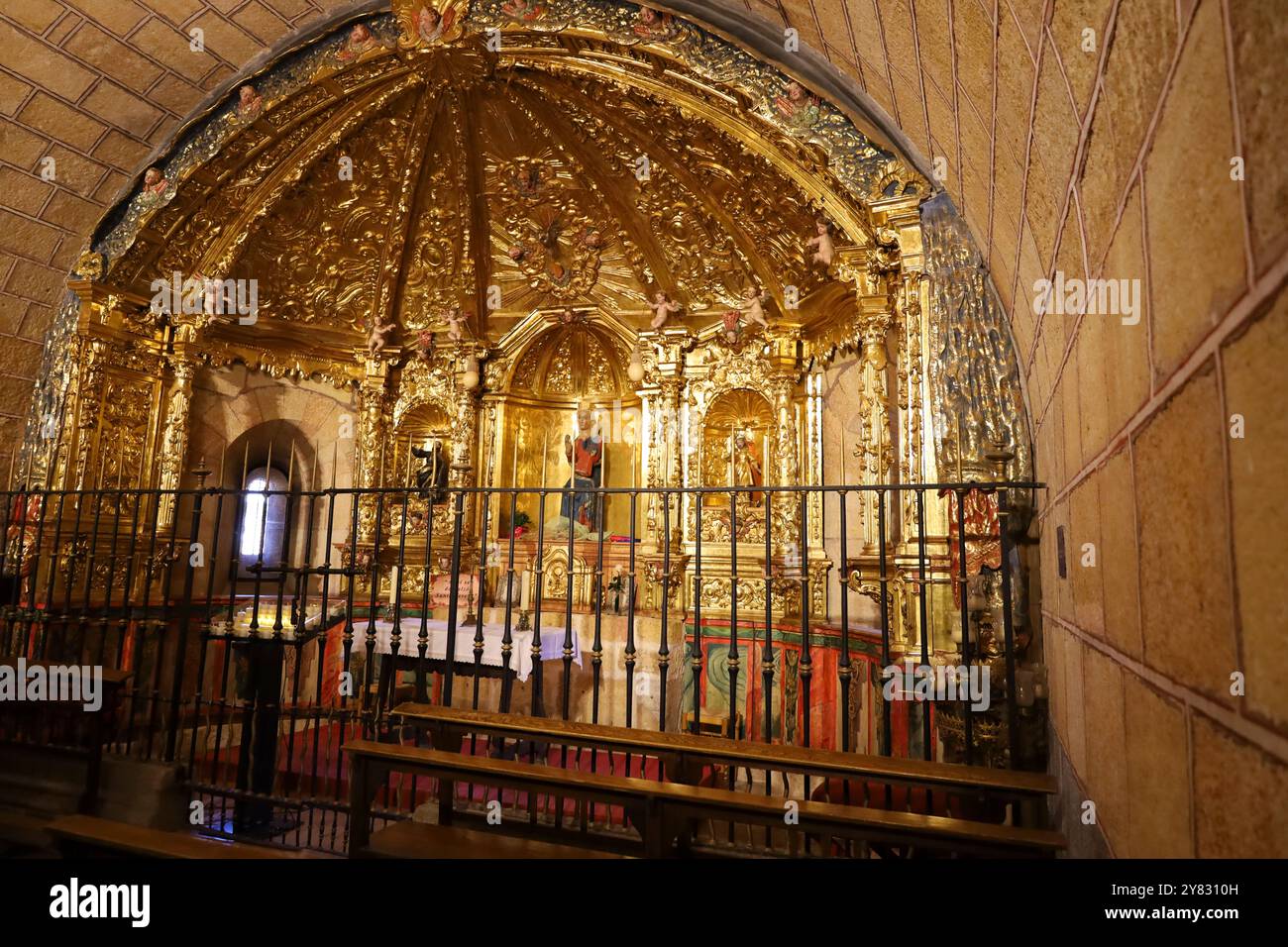 Avila, Castilla y Leon, Spain- August 18, 2024: Altarpiece of the ...