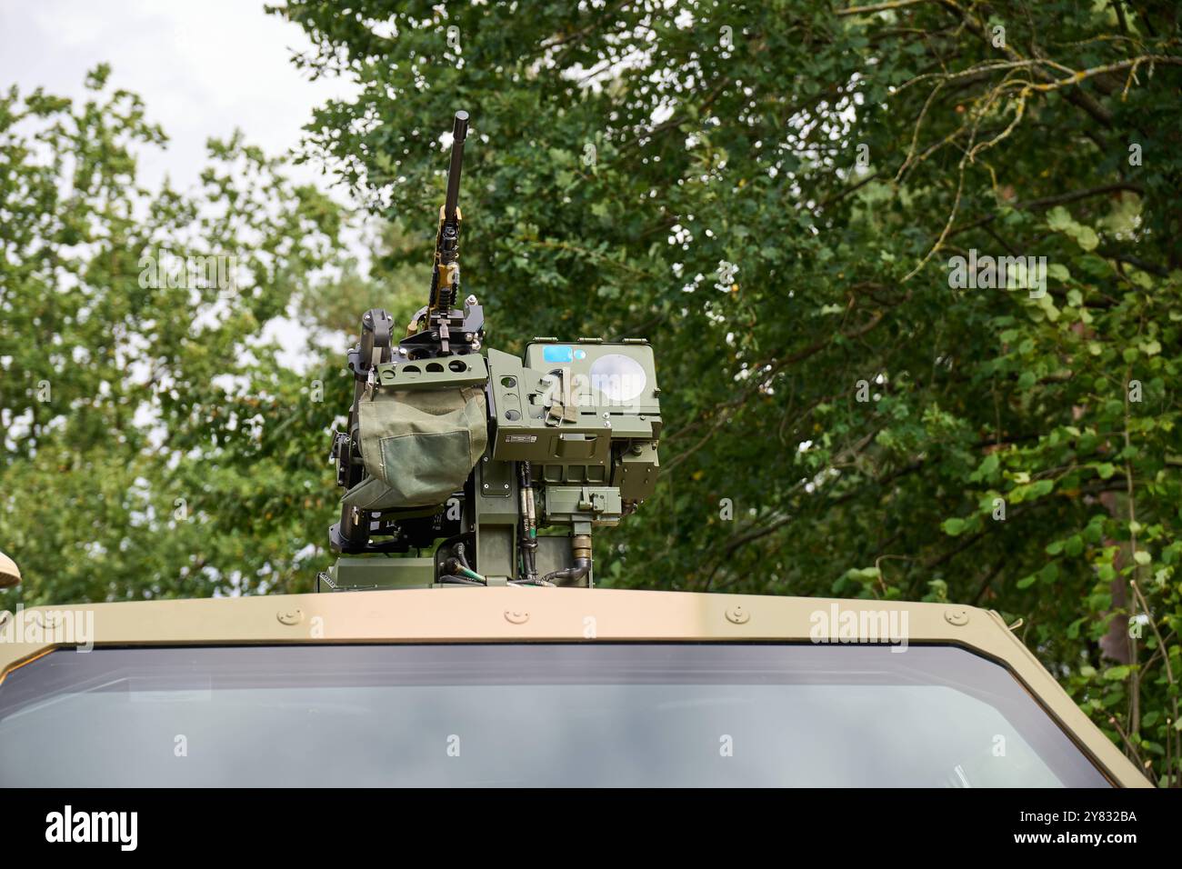 Volkach, Bavaria, Germany - October 1, 2024: Machine gun mounted on an ...