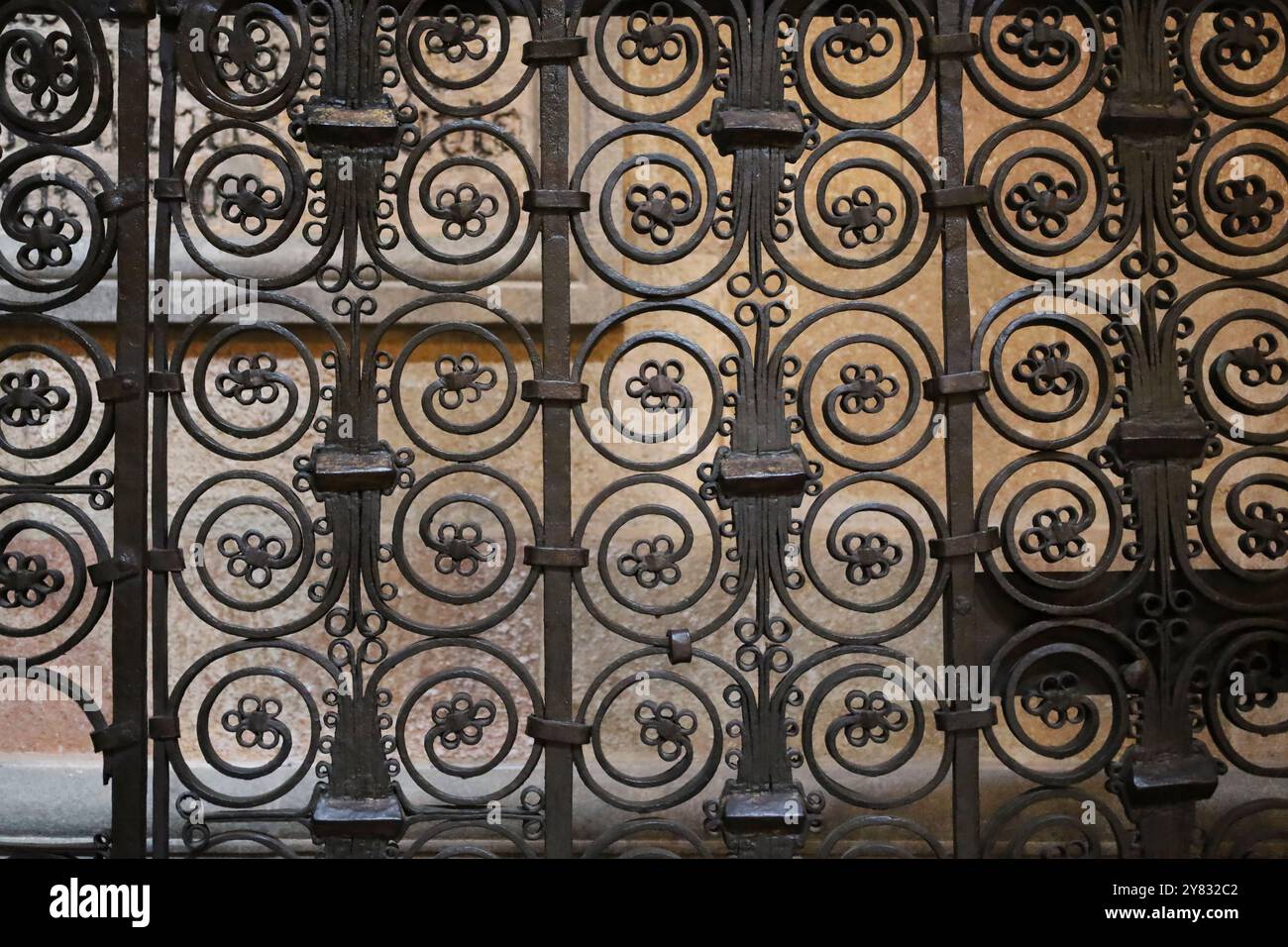 Avila, Castilla y Leon, Spain- August 18, 2024: Wrought iron fence ...