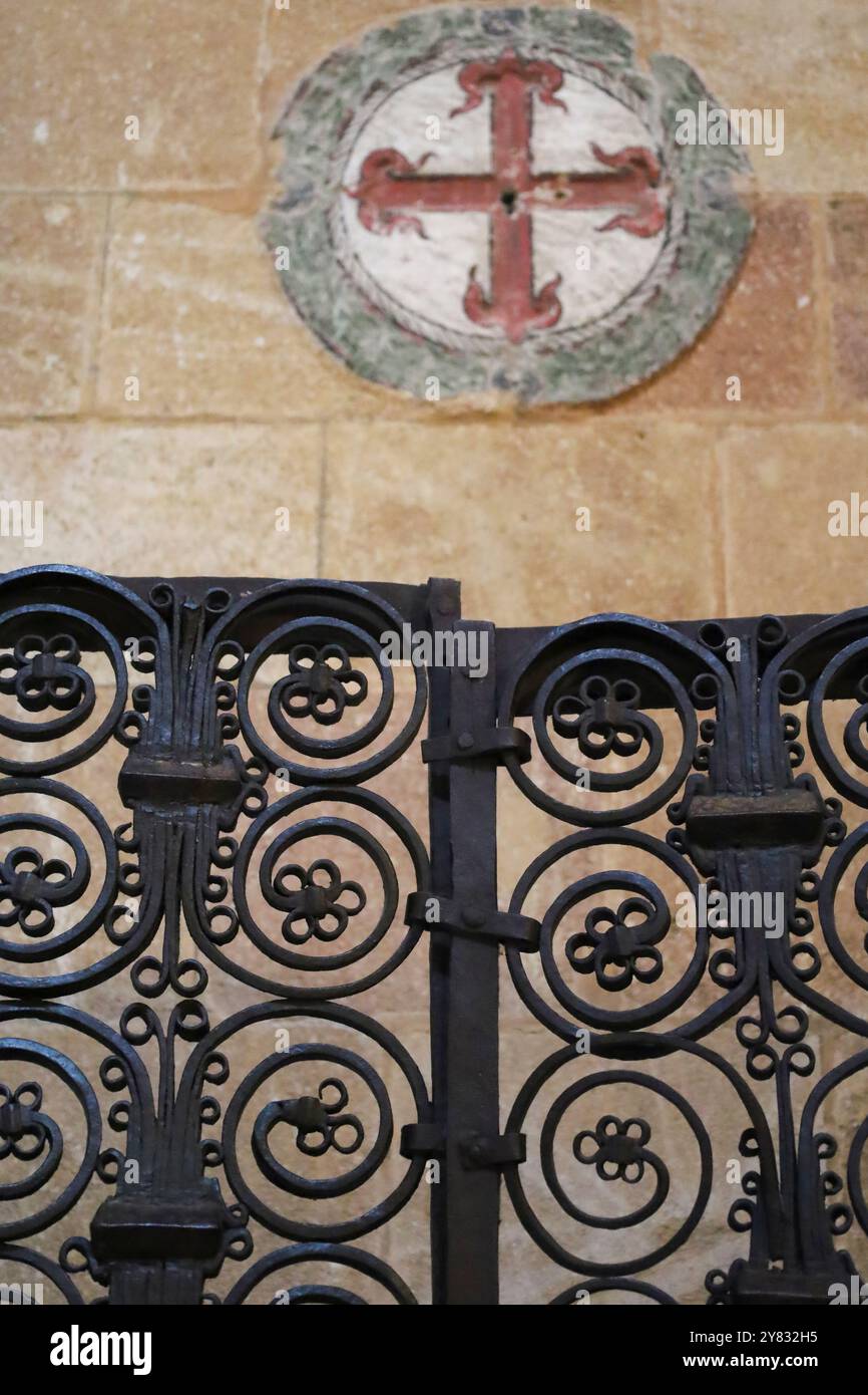 Avila, Castilla y Leon, Spain- August 18, 2024: Wrought iron fence ...