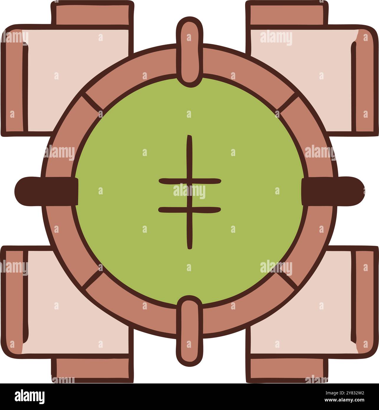 Top view of a round table with four chairs. perfect for illustrating a ...