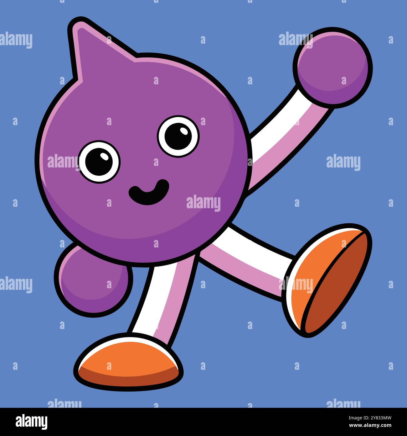 Cute purple cartoon creature with big eyes and a friendly smile ...